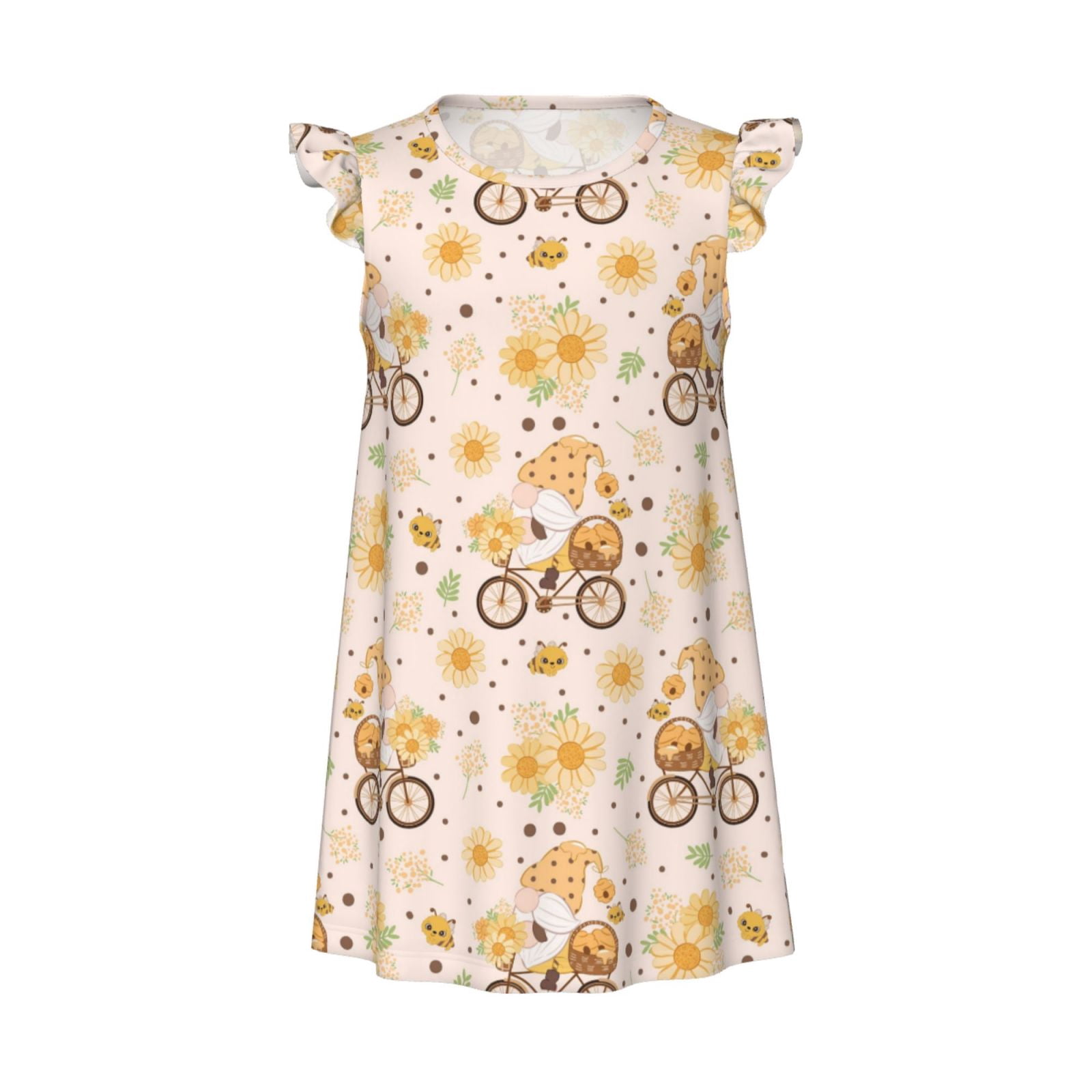 Wukai Cute Bee Gnome1 Print Girls Nightgowns Pajamas Dress,Soft & Cute ...