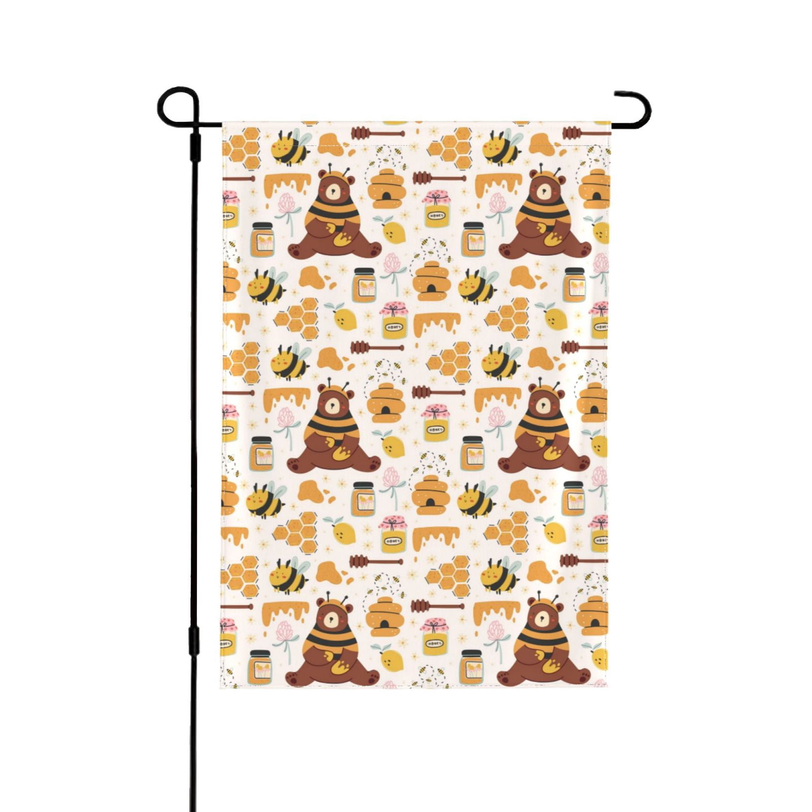 Wukai Cute Bee Honey Jar Hive Bear Garden Flags Double Sided Welcome ...