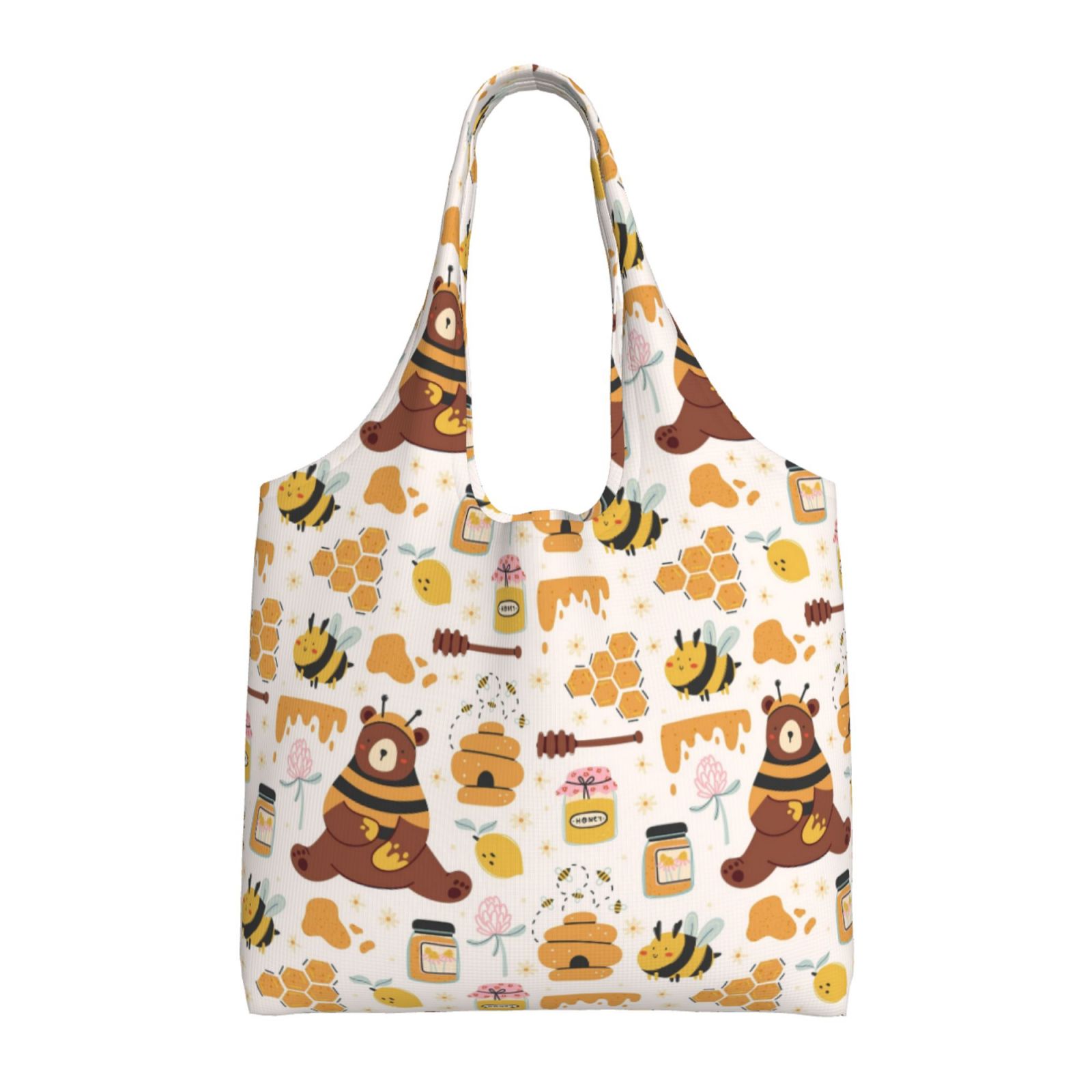 Wukai Cute Bee Honey Jar Hive Bear Sturdy and Stylish Reusable Canvas ...