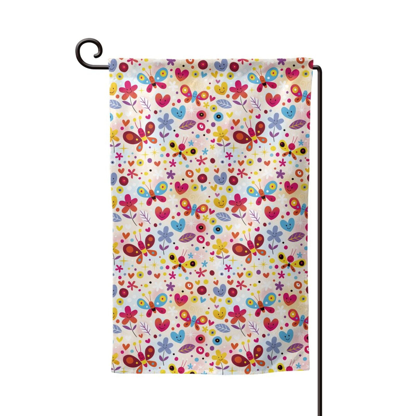 Wukai Cute Butterfly Flowers Print Garden Flag 12.5x18 Inch Double ...