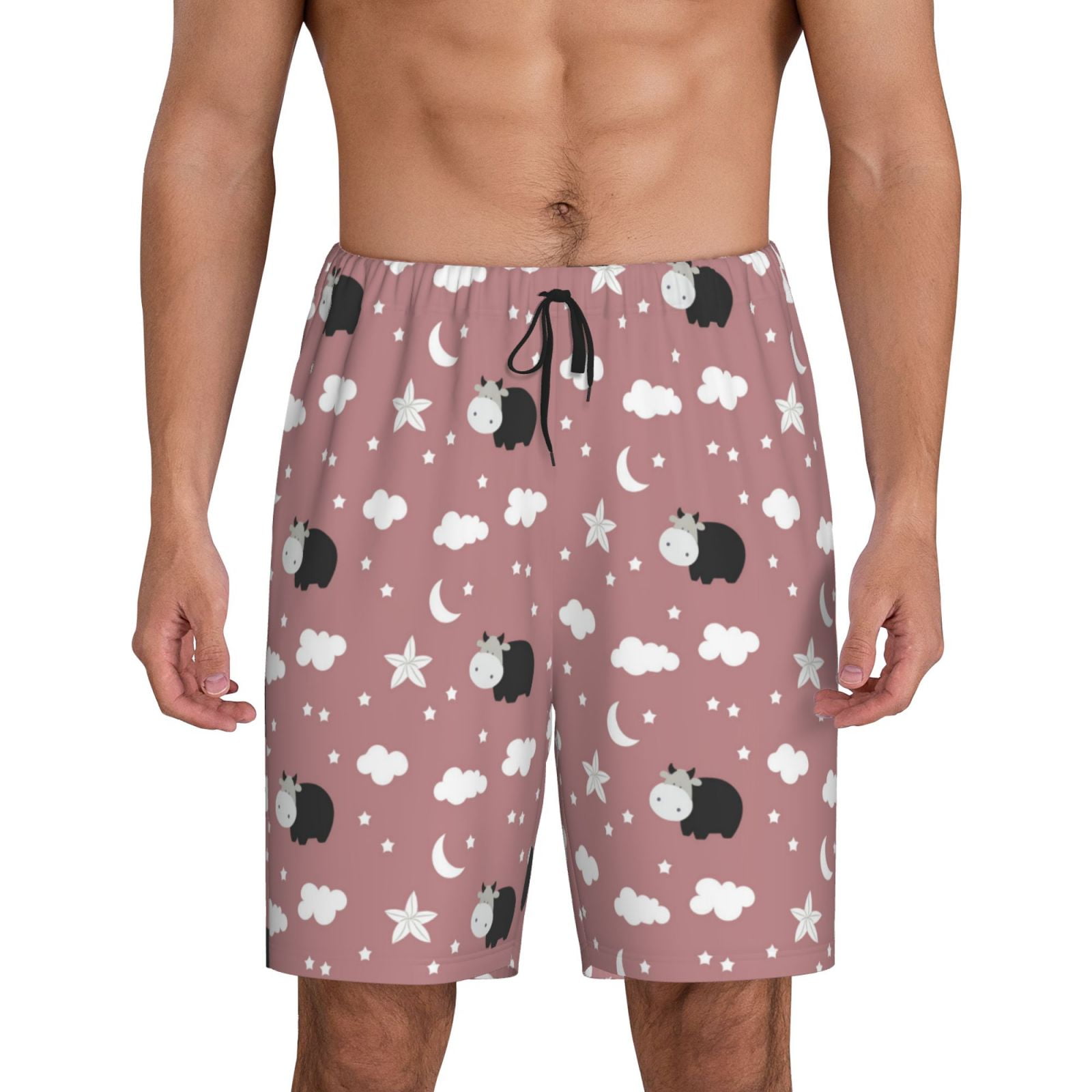 Wukai Cute Calf Men’s Short Pajama Pants With Pockets Soft Sleep Pj ...