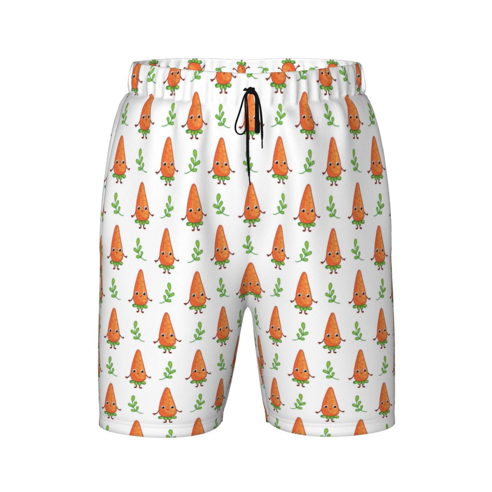 Wukai Cute Carrot Print Print Teen Beach Trunks with Compression Liner ...