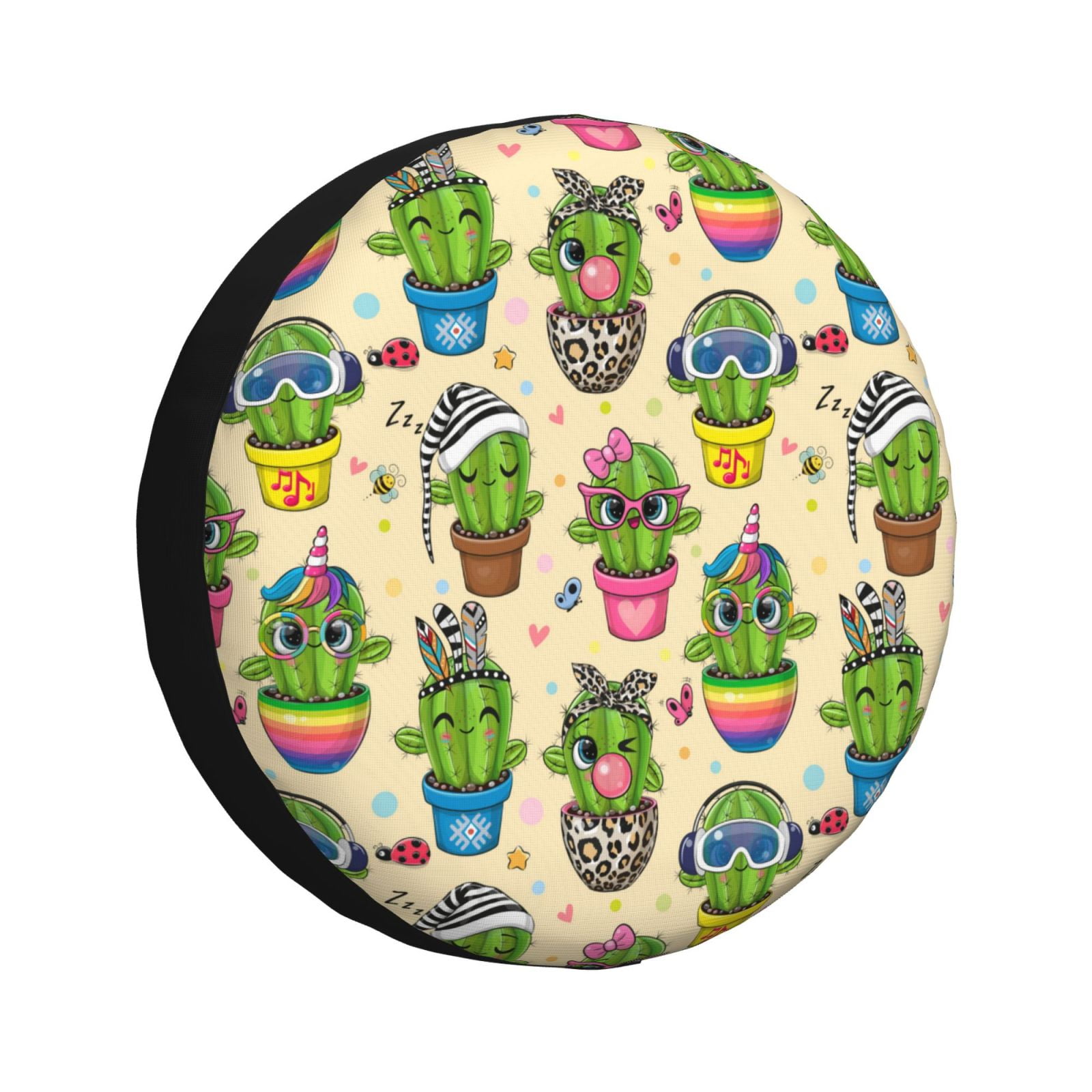 Wukai Cute Cartoon Cactus Print Spare Tire Cover for RV Trailer ...
