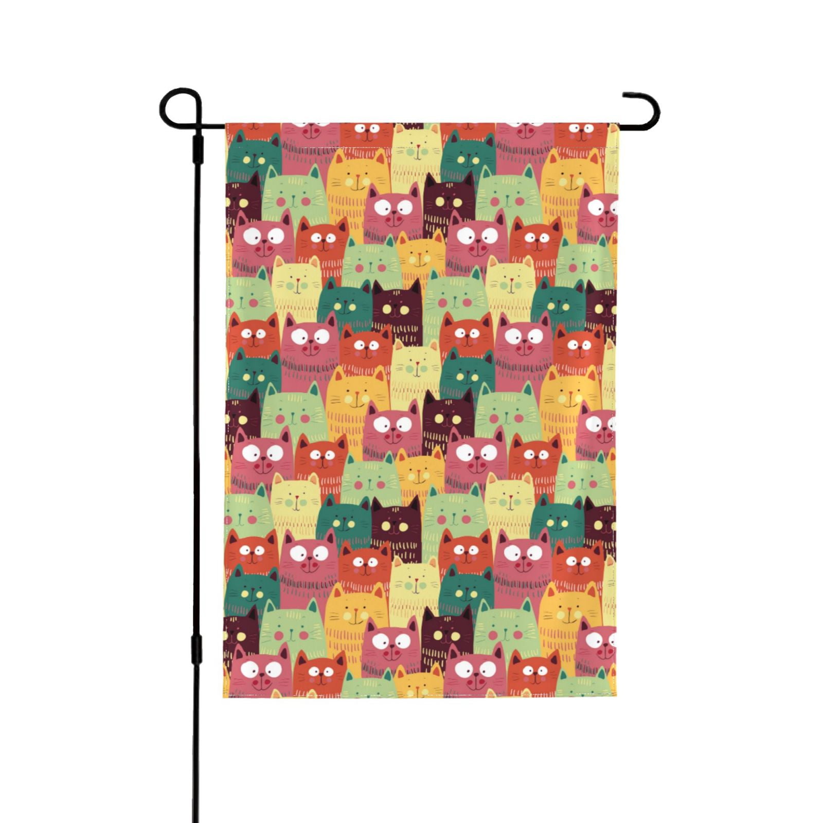 Wukai Cute Cartoon Cat Garden Flags Double Sided Welcome Garden Yard ...