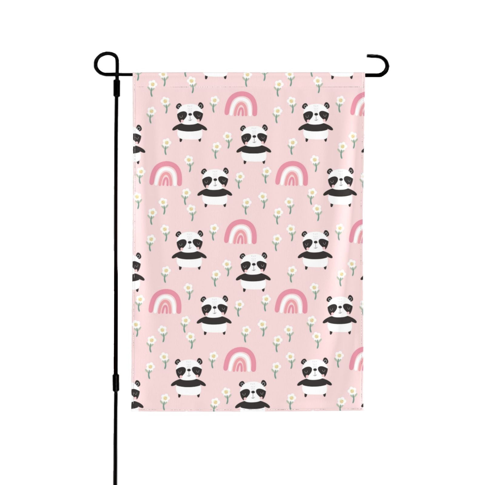 Wukai Cute Cartoon Panda Garden Flags Double Sided Welcome Garden Yard ...