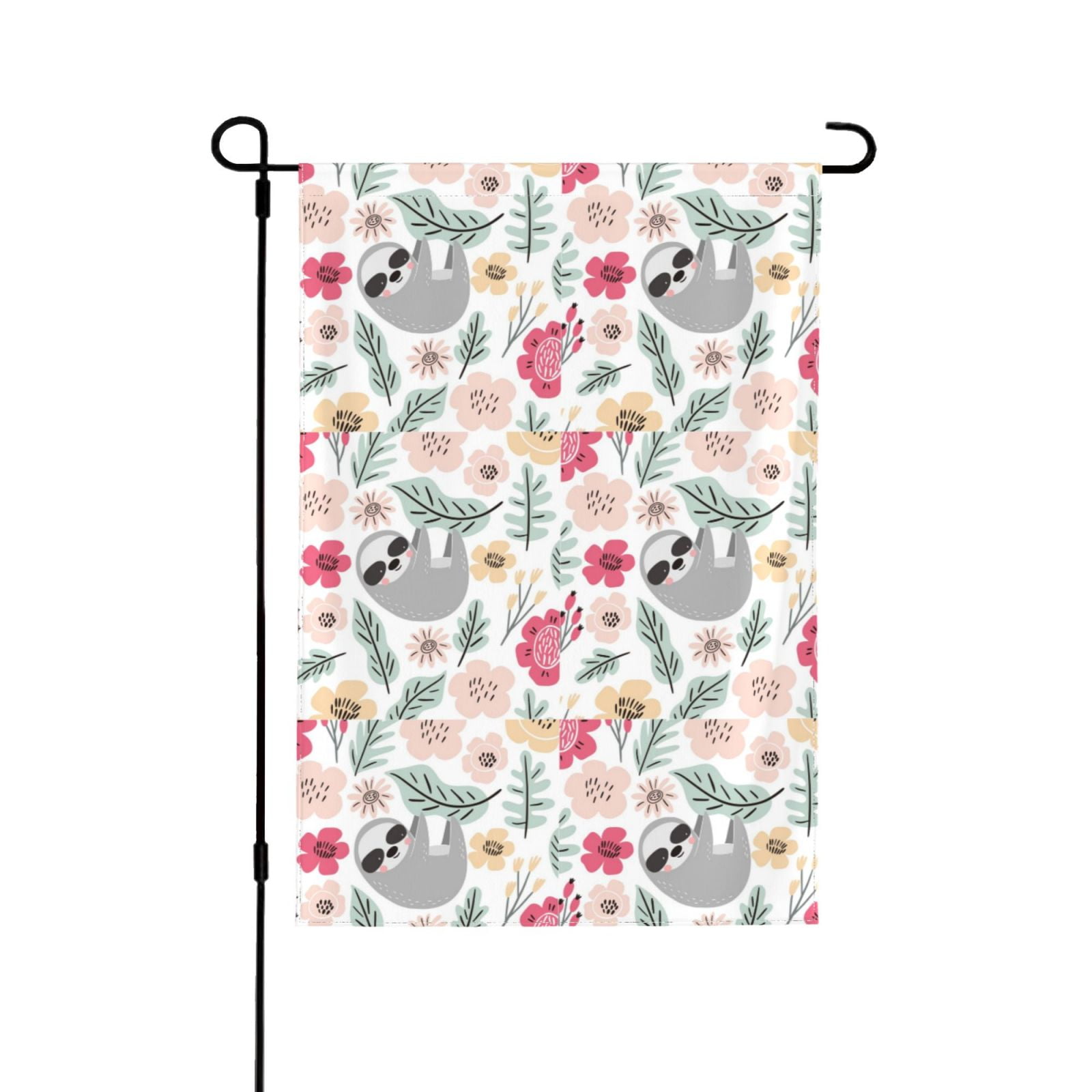 Wukai Cute Cartoon Sloth Garden Flags Double Sided Welcome Garden Yard House Flags Outside ...