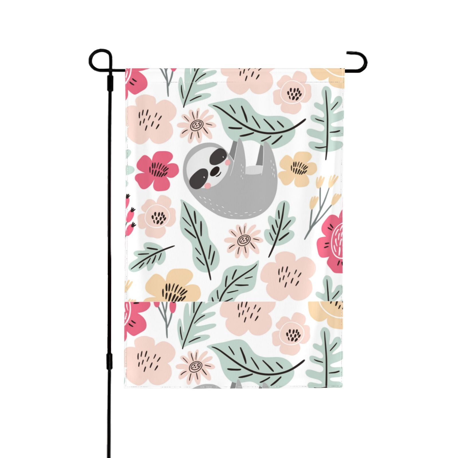 Wukai Cute Cartoon Sloth Garden Flags Double Sided Welcome Garden Yard ...
