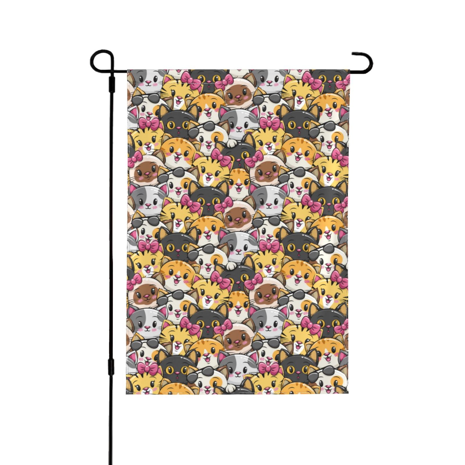 Wukai Cute Cat Garden Flags Double Sided Welcome Garden Yard House ...