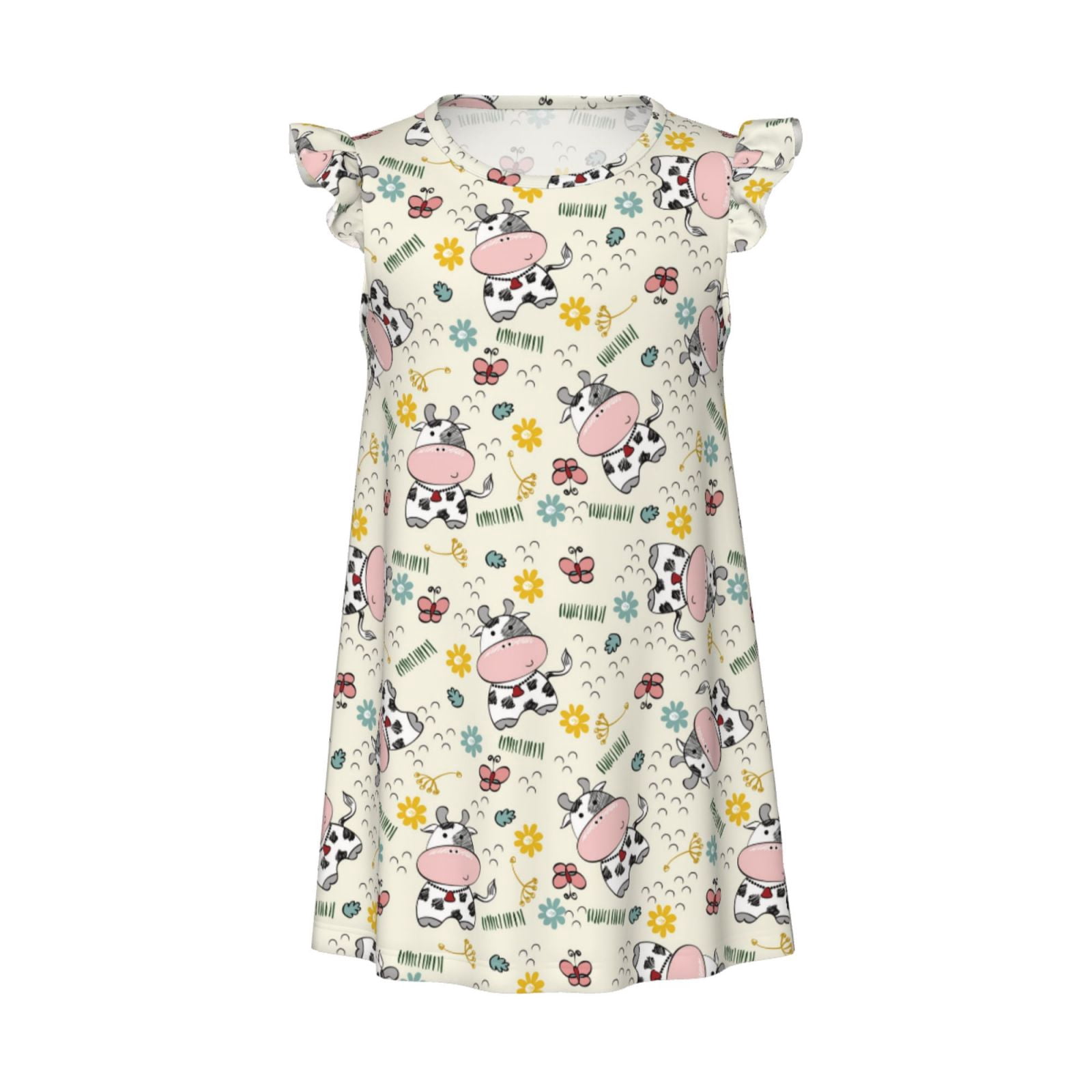 Wukai Cute Cow Print Girls Nightgowns Pajamas Dress,Soft & Cute Pajamas ...