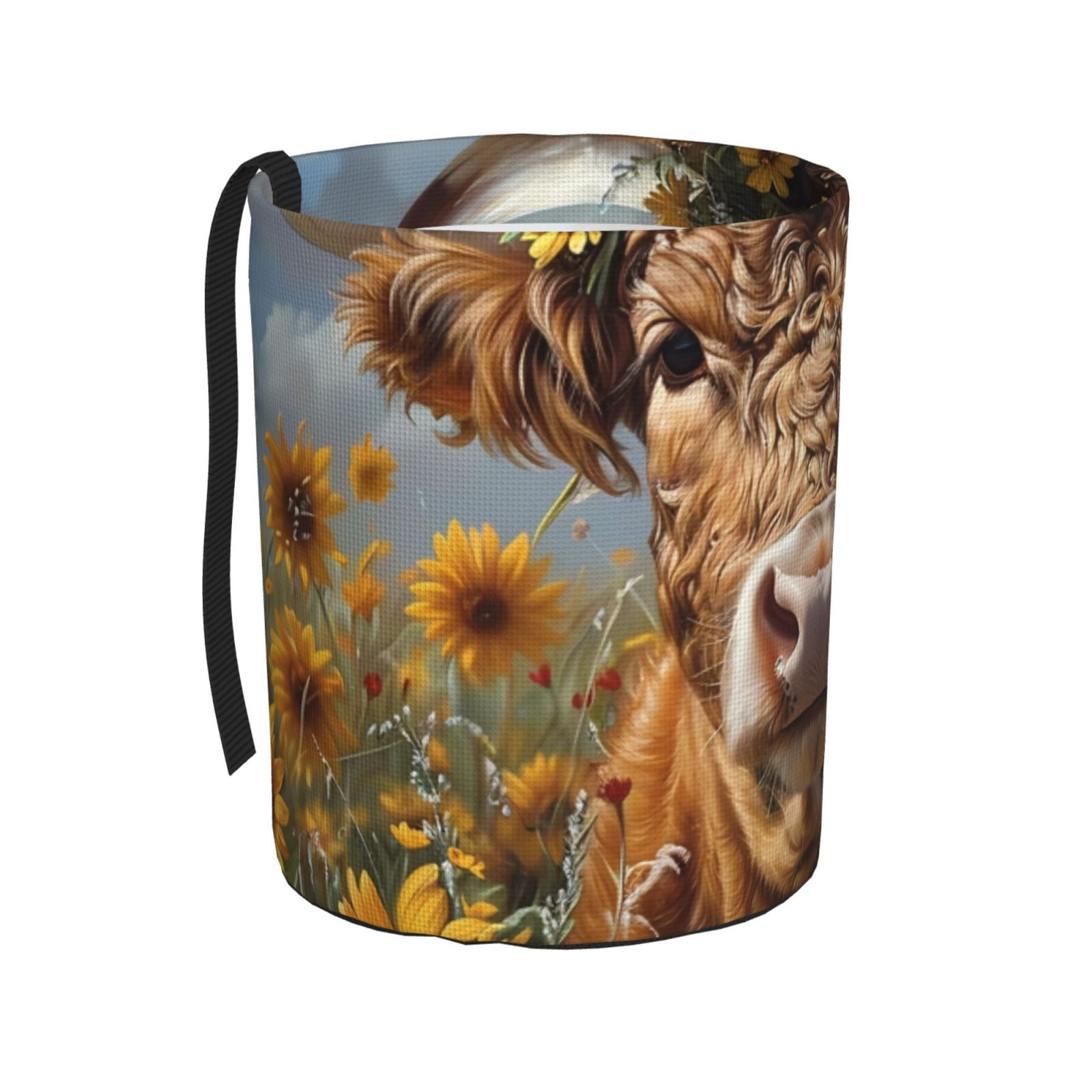 Wukai Cute Cow Sunflower Crown A Print Car Trash Can - Easy to Clean ...