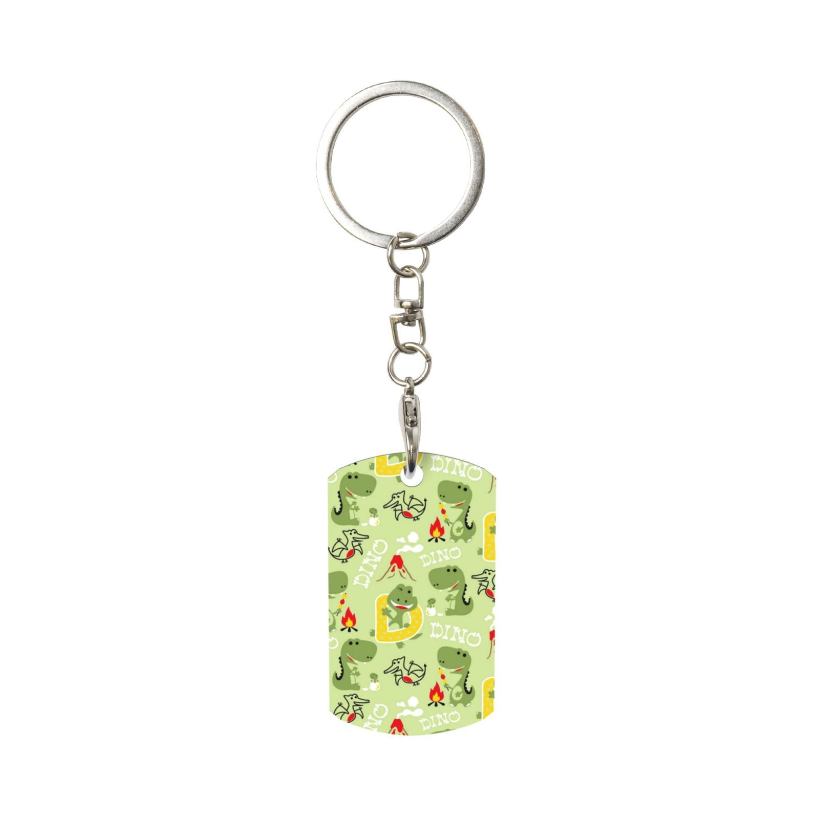 Wukai Cute Dinosaurs Cartoon Print Rectangular Metal Keychain: Sleek ...