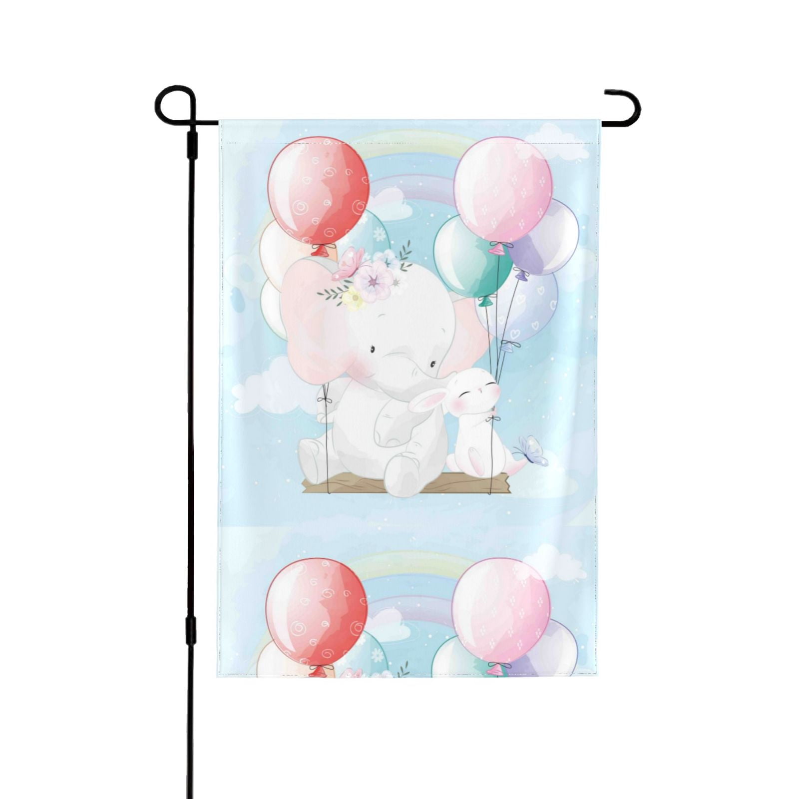 Wukai Cute Elephant Garden Flags Double Sided Welcome Garden Yard House ...