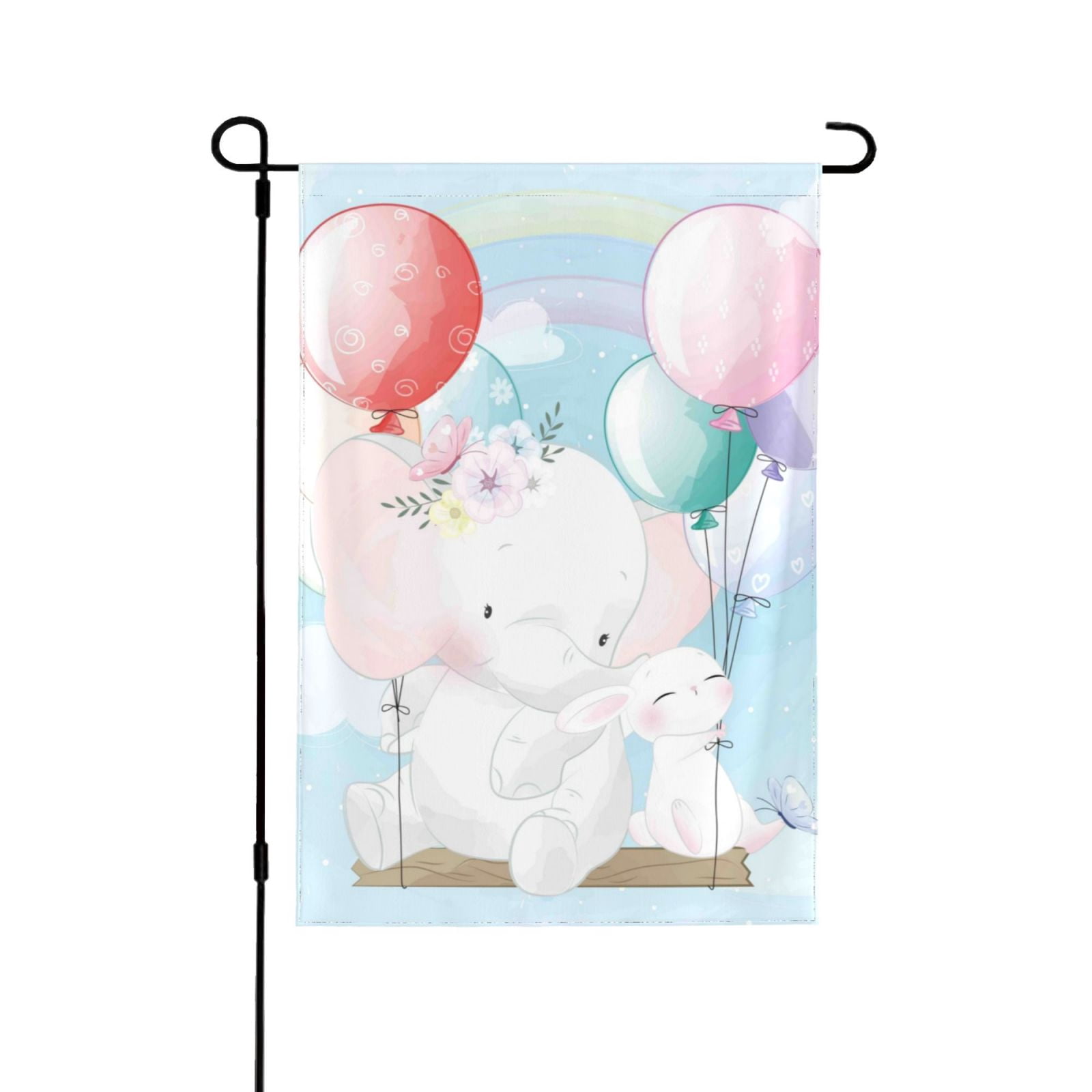 Wukai Cute Elephant Garden Flags Double Sided Welcome Garden Yard House ...