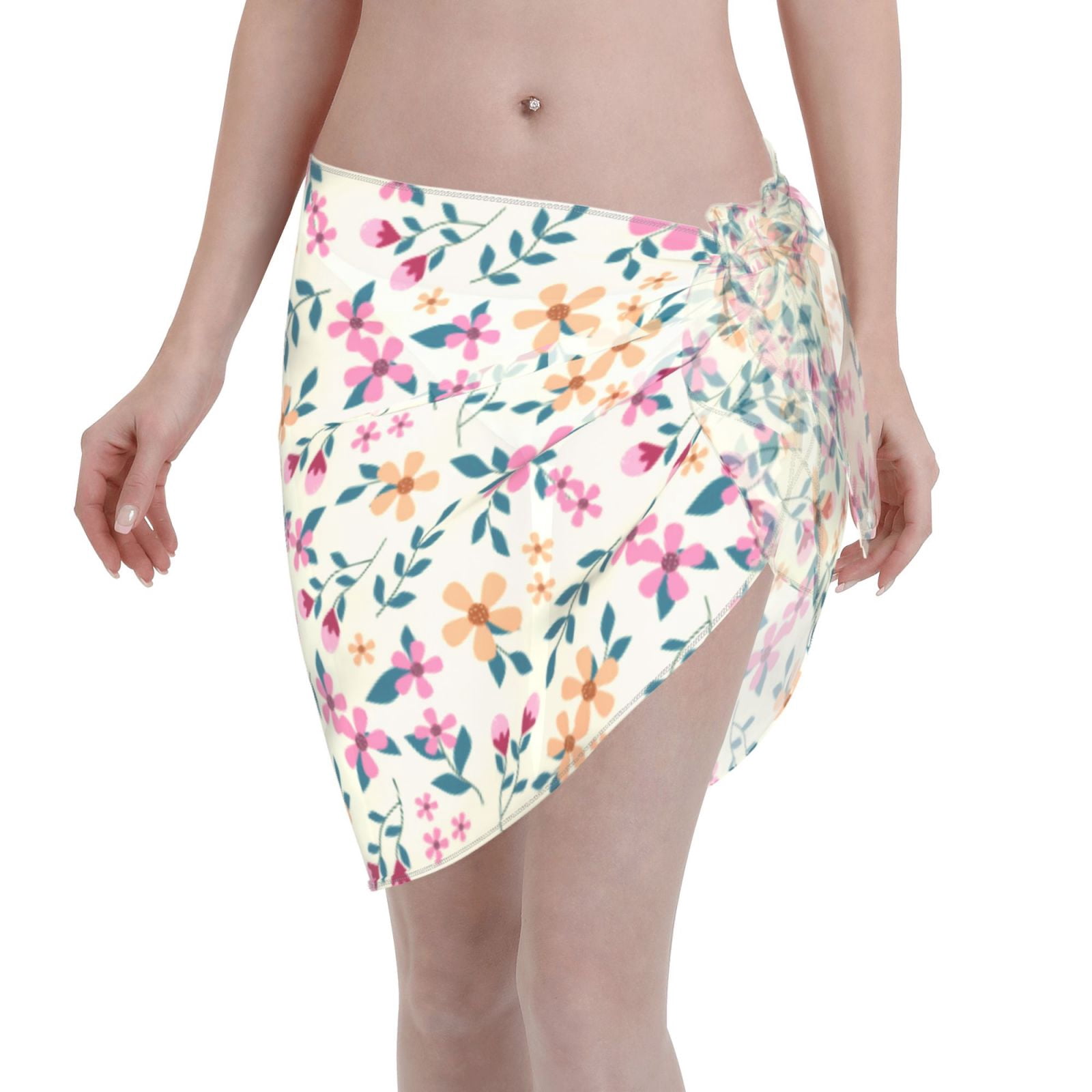 Wukai Cute Flower Women’s Short Sarongs Beach Wrap Bikini Bottom Short ...