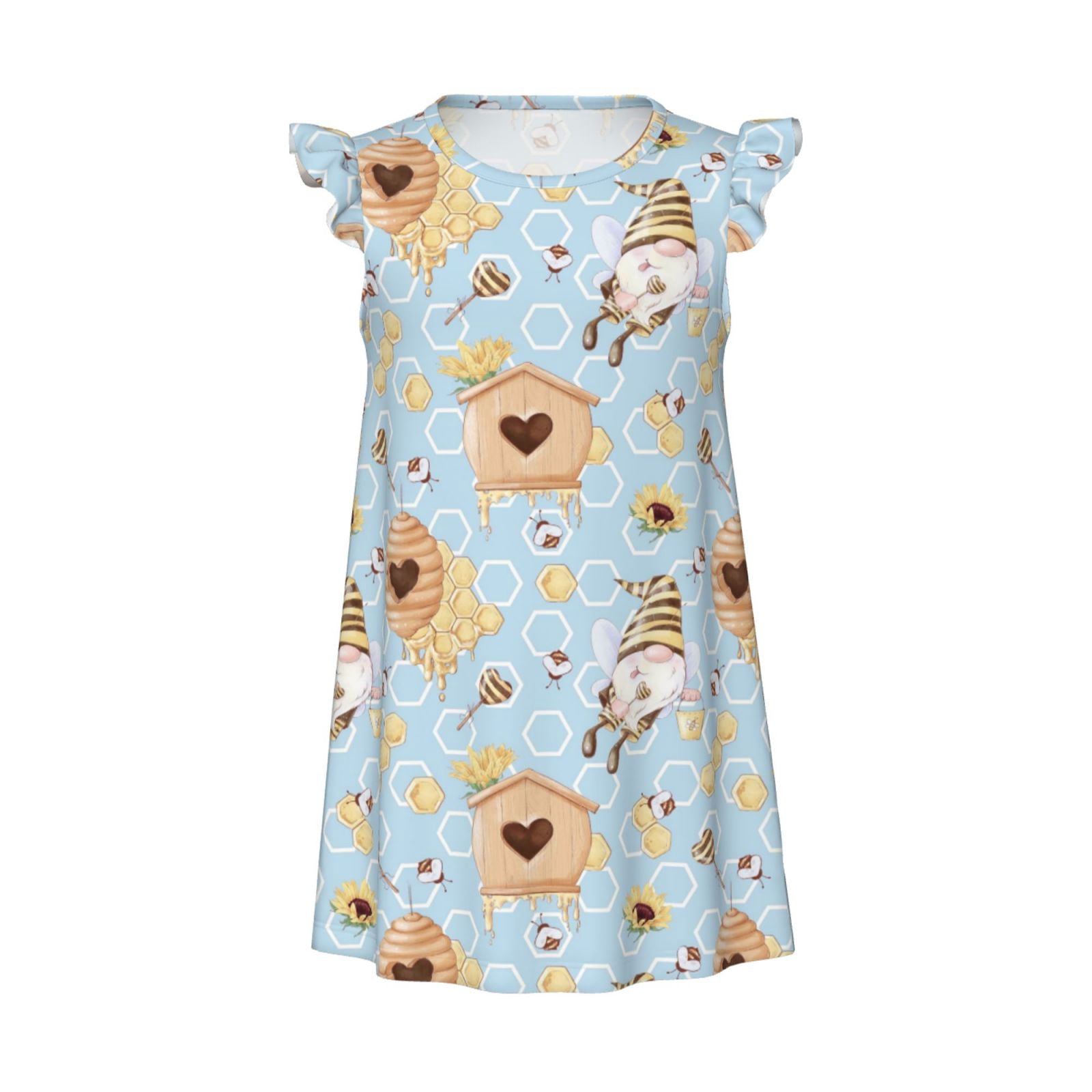 Wukai Cute Gnome Bee Collects Honey Print Girls Nightgowns Pajamas ...