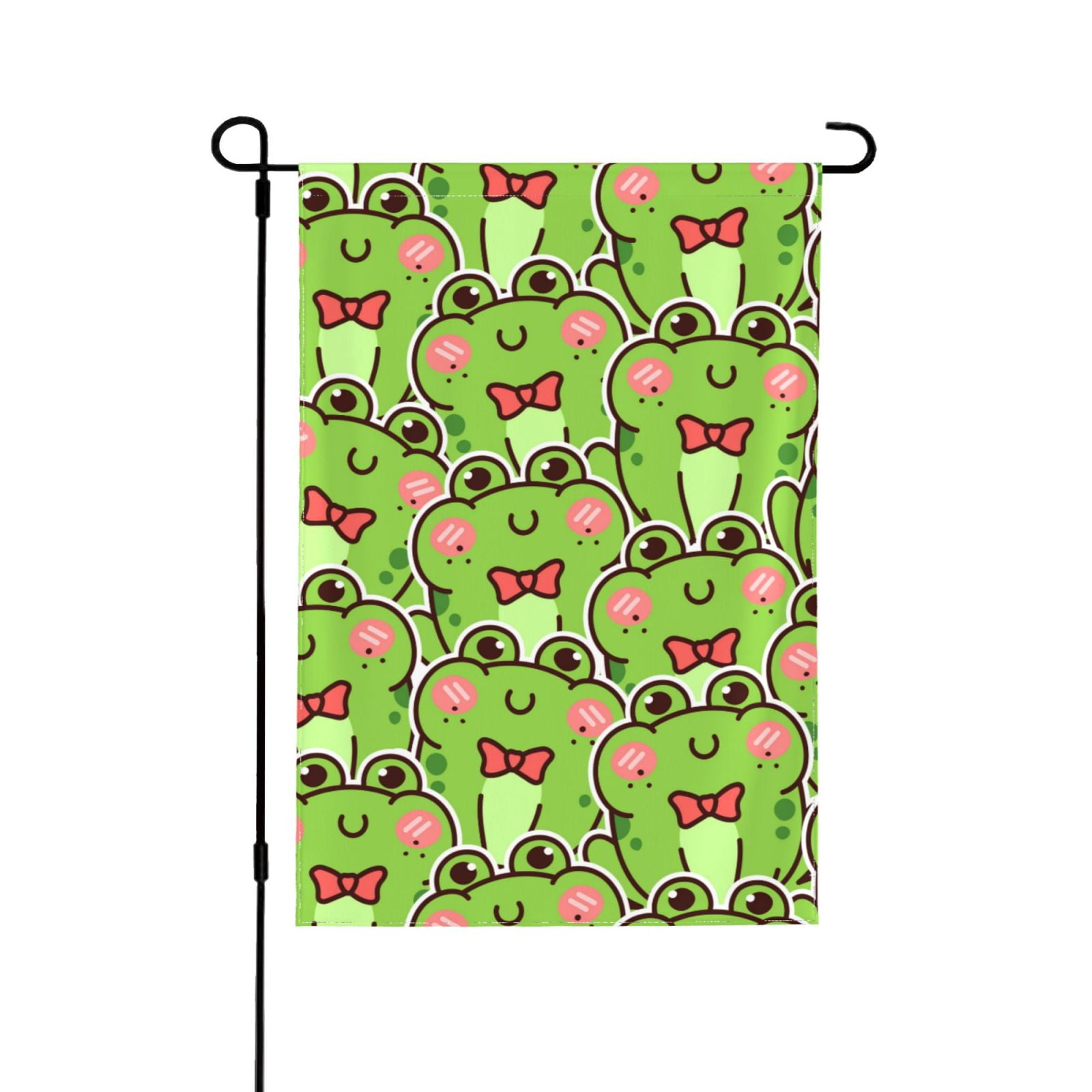 Wukai Cute Green Frog Garden Flags Double Sided Welcome Garden Yard ...