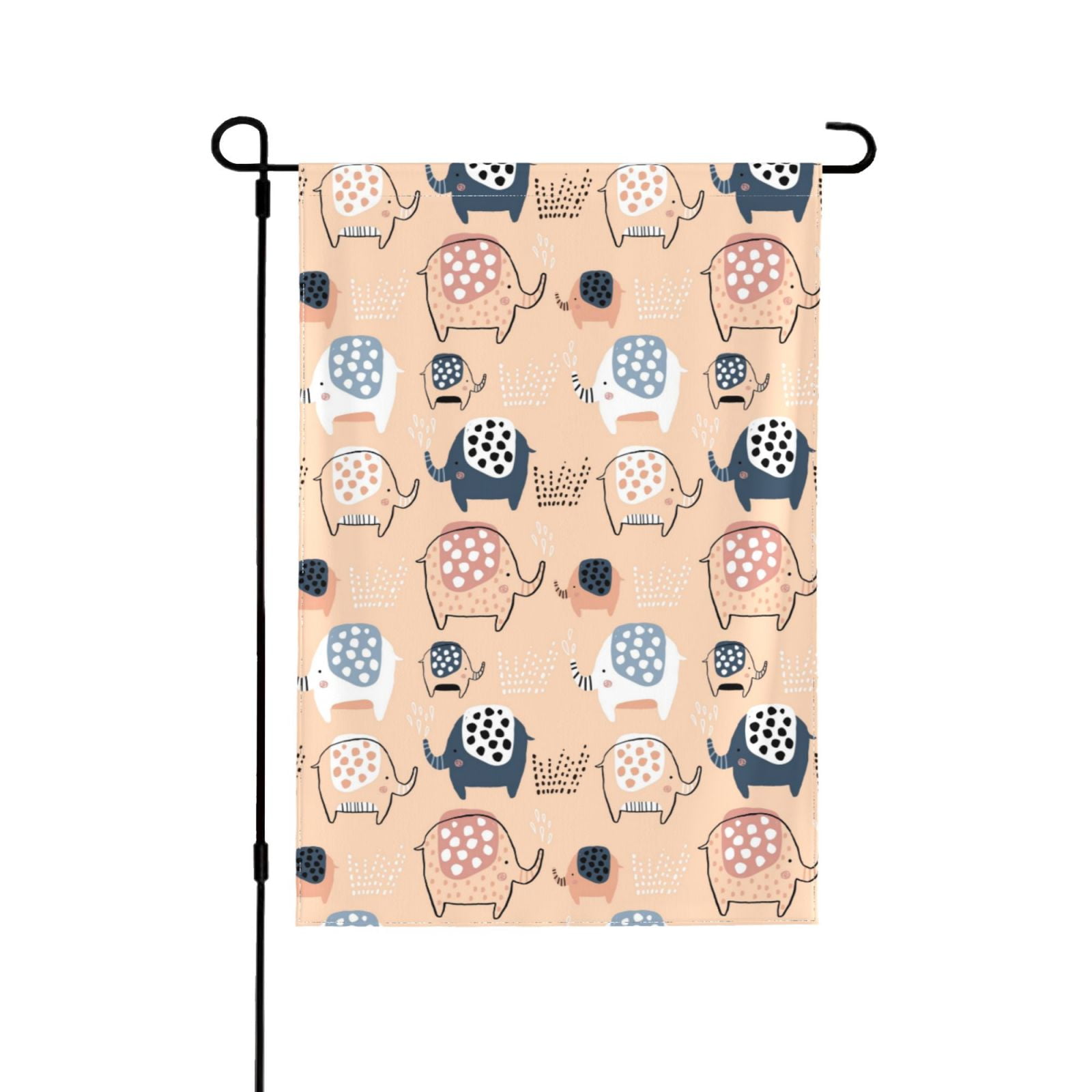 Wukai Cute Ink Drawn Elephants Garden Flags Double Sided Welcome Garden ...