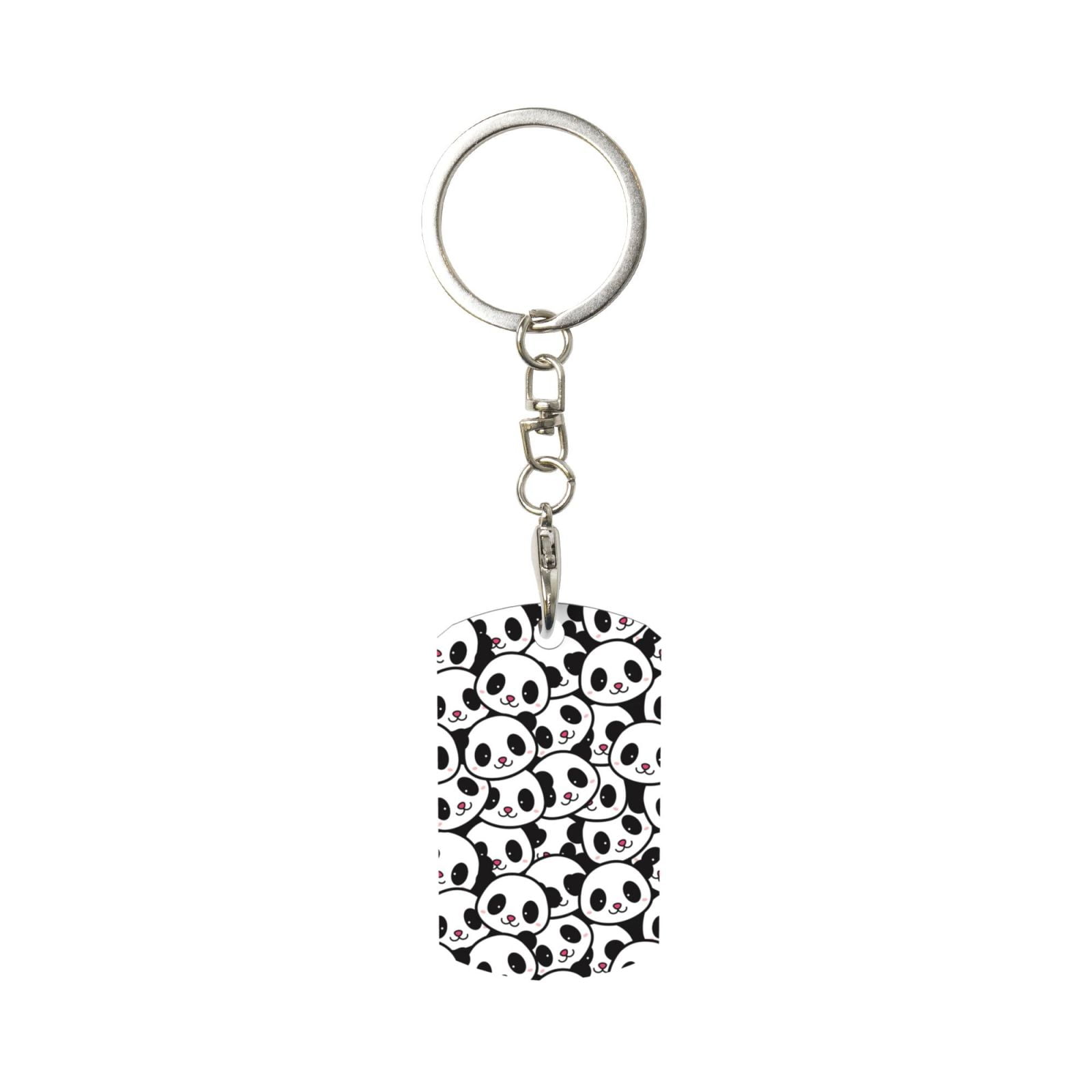 Wukai Cute Panda Print Rectangular Metal Keychain: Sleek and Durable ...