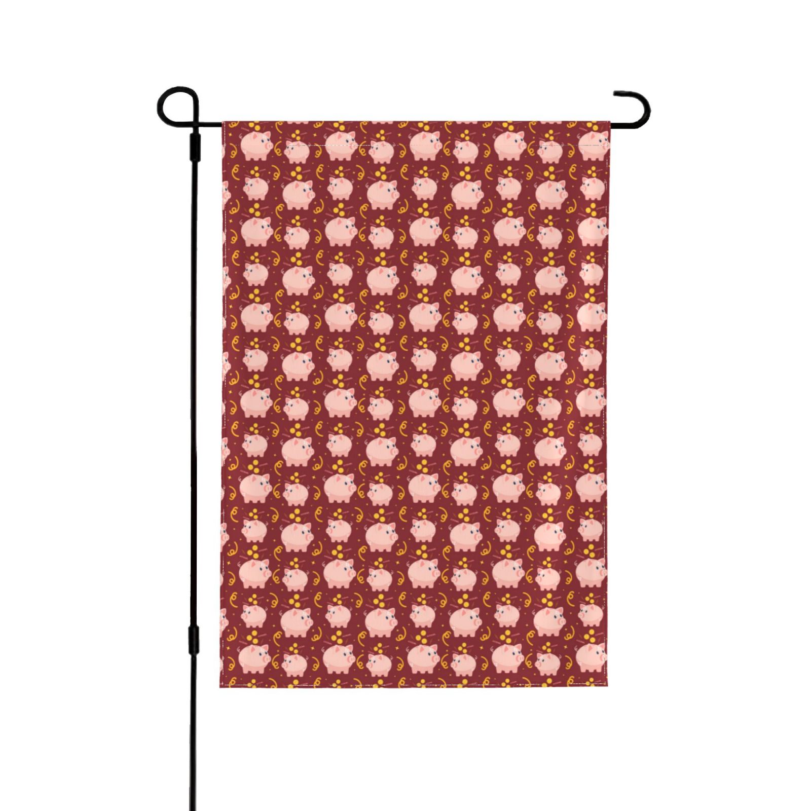 Wukai Cute Pig with Coins Garden Flags Double Sided Welcome Garden Yard ...