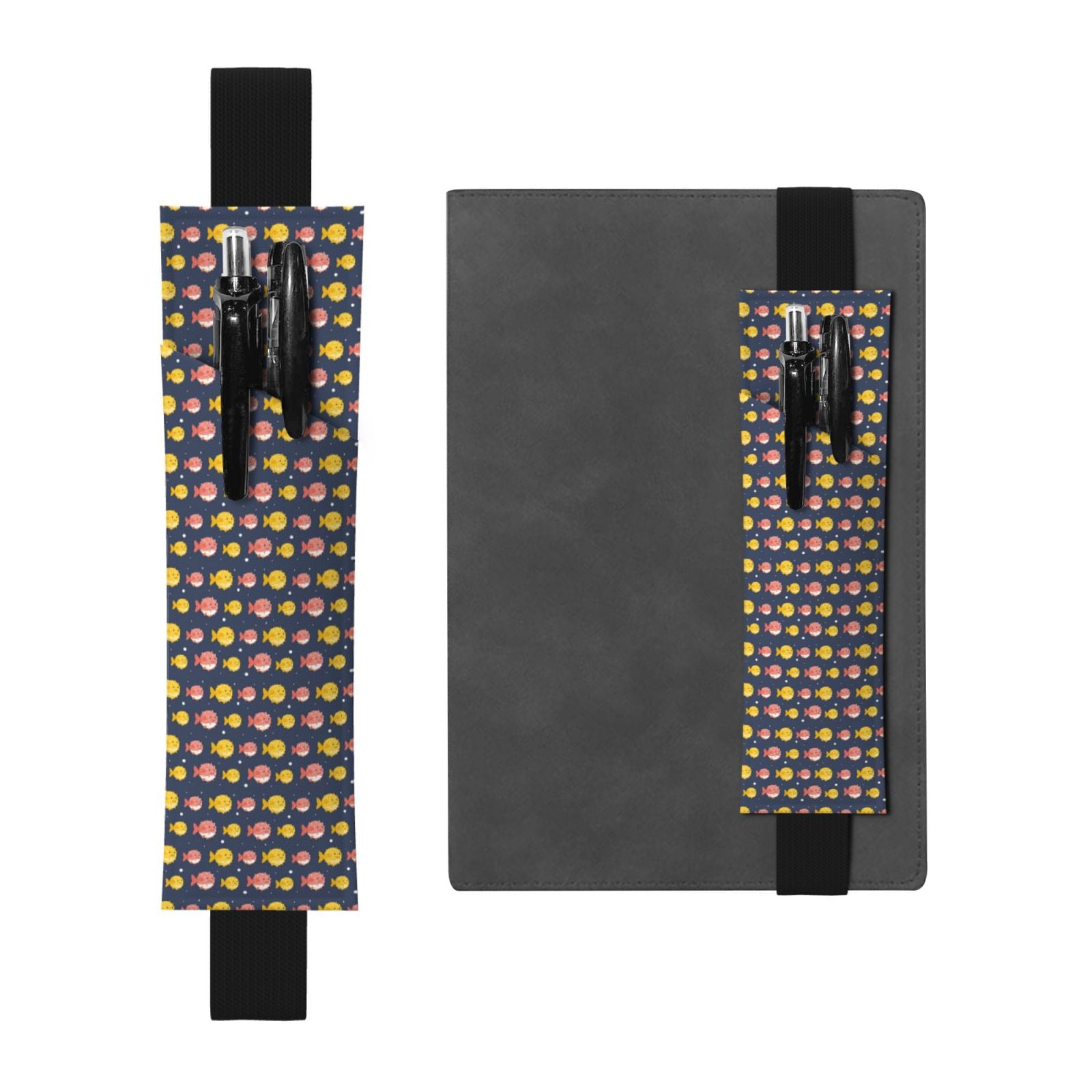 Wukai Cute Puffer Fish Adjustable Elastic Band Leather Pen Holder ...