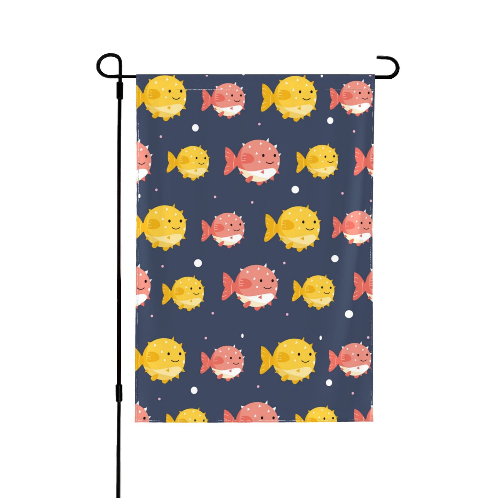 Wukai Cute Puffer Fish Garden Flags Double Sided Welcome Garden Yard ...