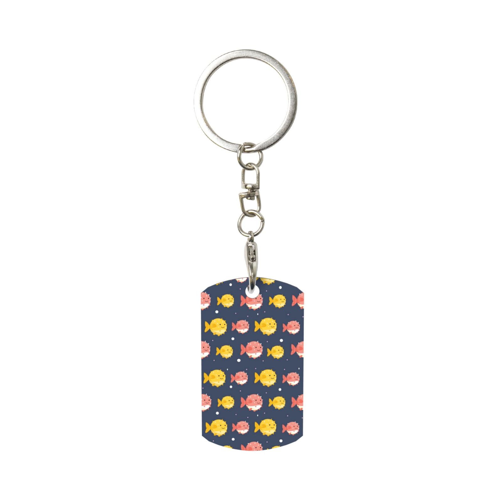 Wukai Cute Puffer Fish Print Rectangular Metal Keychain: Sleek and ...