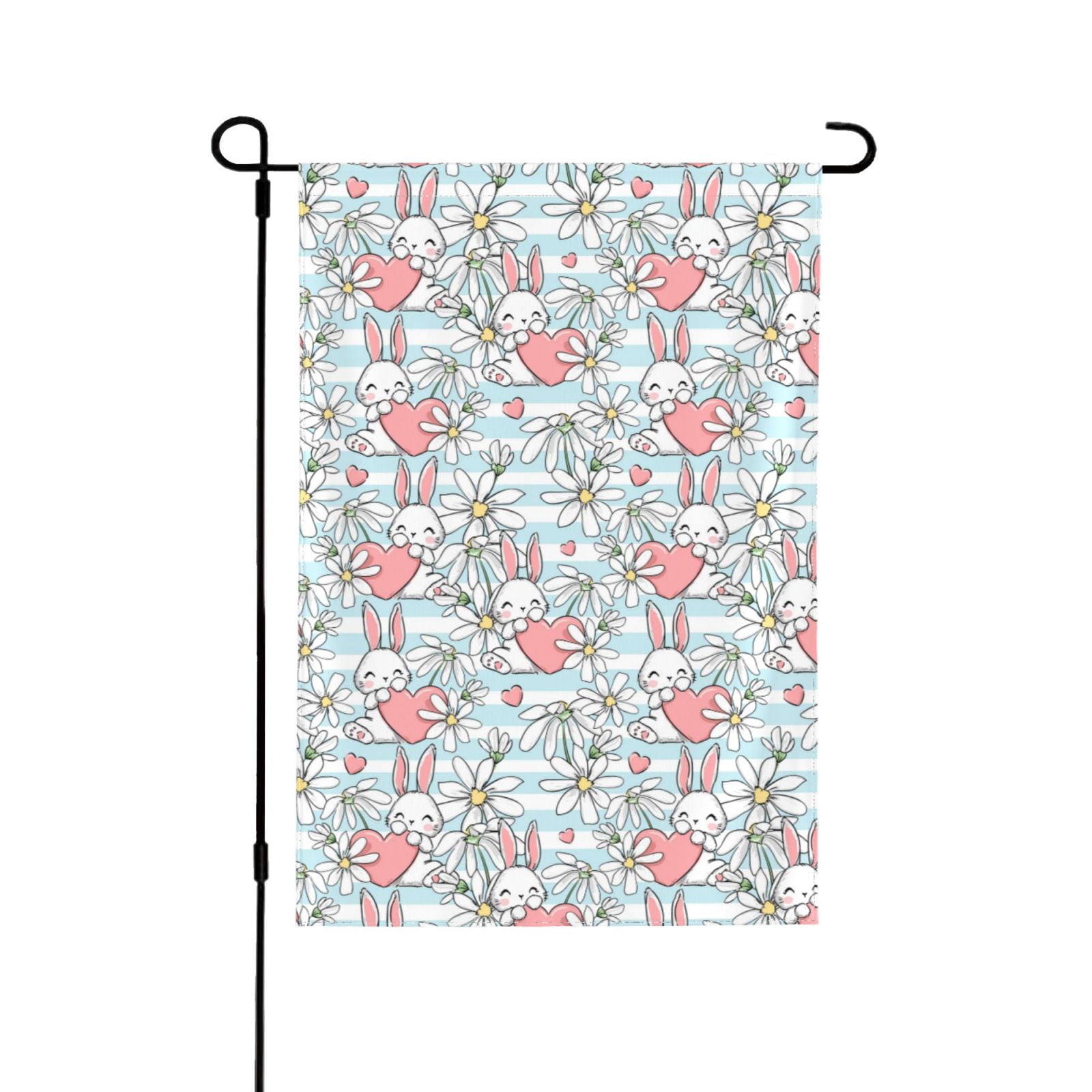 Wukai Cute Rabbit And Heart Garden Flags Double Sided Welcome Garden ...