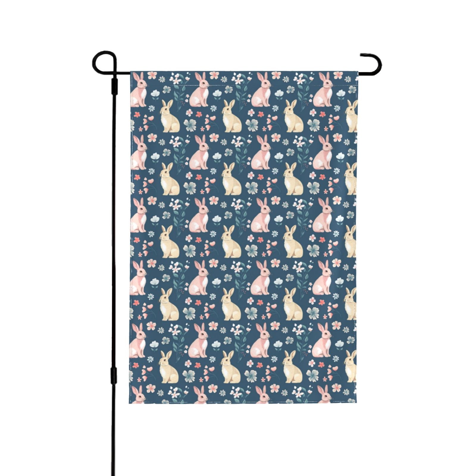 Wukai Cute Rabbit Floral Garden Flags Double Sided Welcome Garden Yard ...