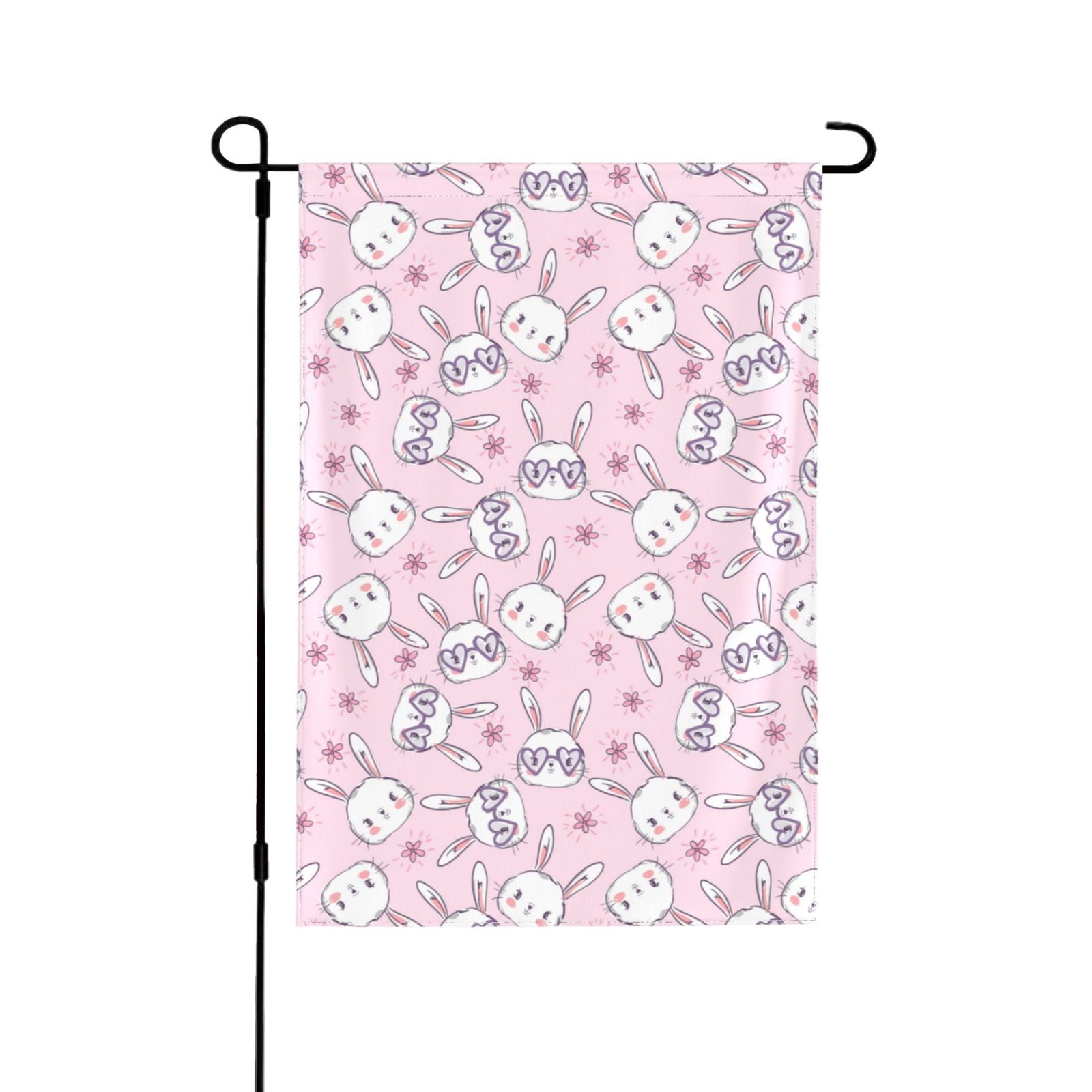 Wukai Cute Rabbit Flower Garden Flags Double Sided Welcome Garden Yard ...
