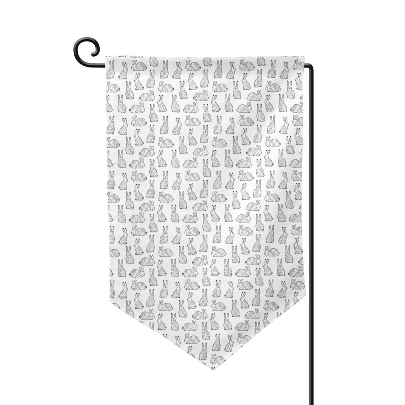 Wukai Cute Rabbit Print Garden Flag 12.5x18 Inch Double Sided Sun ...