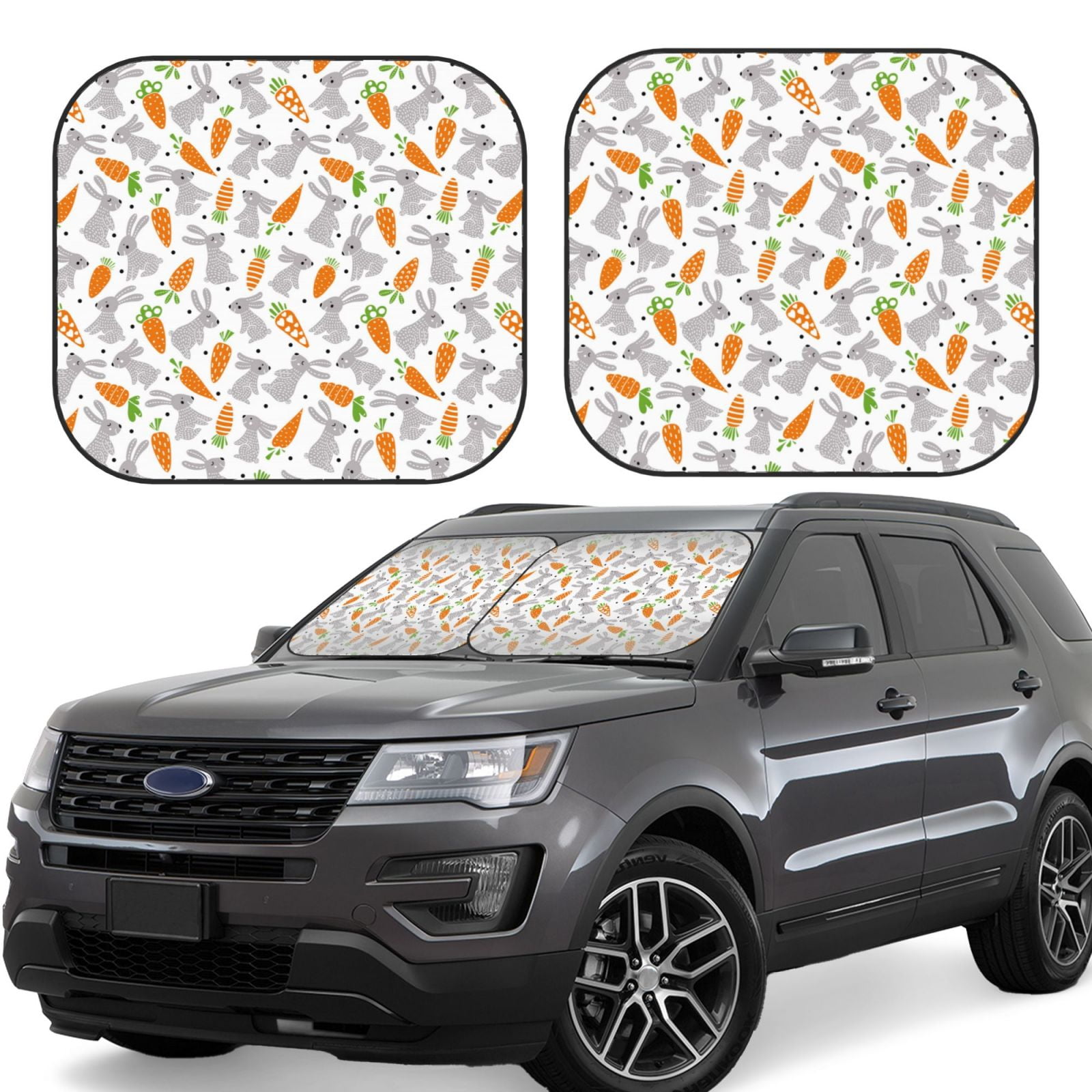 Wukai Cute Rabbit Print Windshield Sun Shade, Car Front Window Shades ...