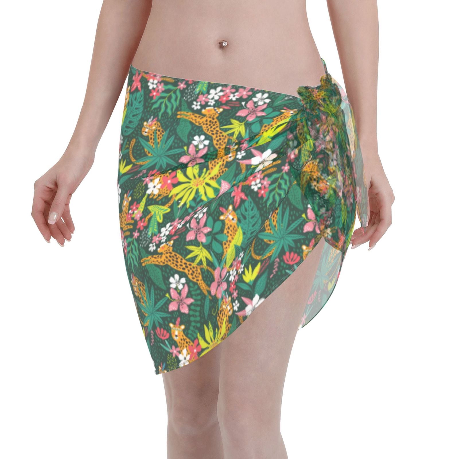Wukai Cute Tribal Leopards Women’s Short Sarongs Beach Wrap Bikini ...