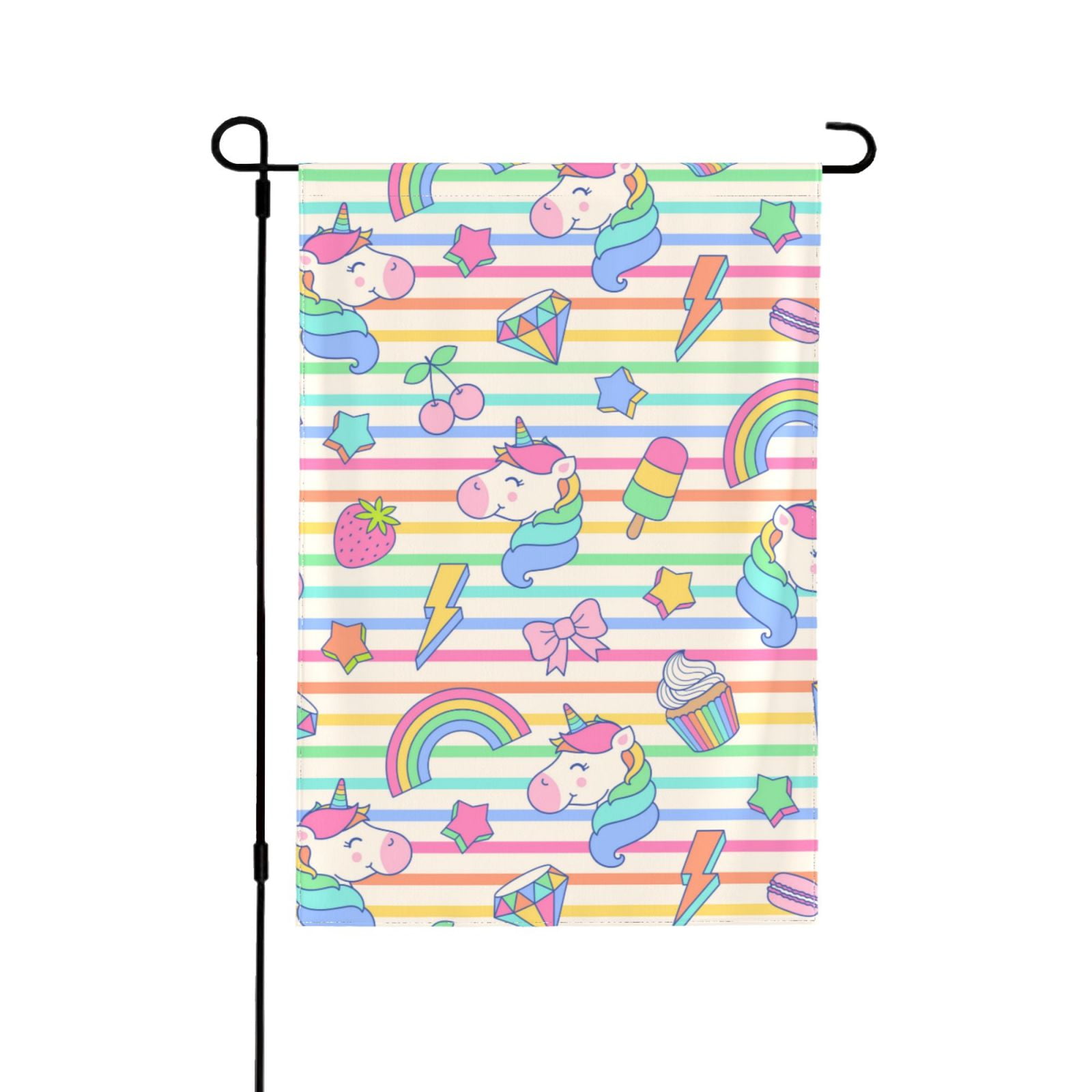 Wukai Cute Unicorn Garden Flags Double Sided Welcome Garden Yard House Flags Outside Outdoor ...
