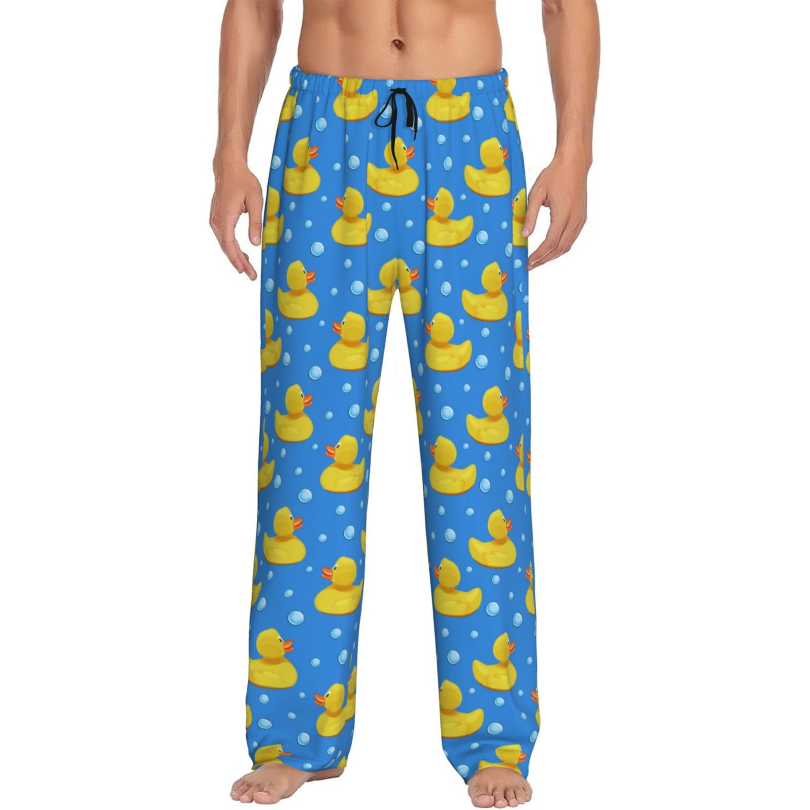 Wukai Cute Yellow Rubber Ducks Mens PJ Pajama Pants|Sleepwear Plaid PJs ...