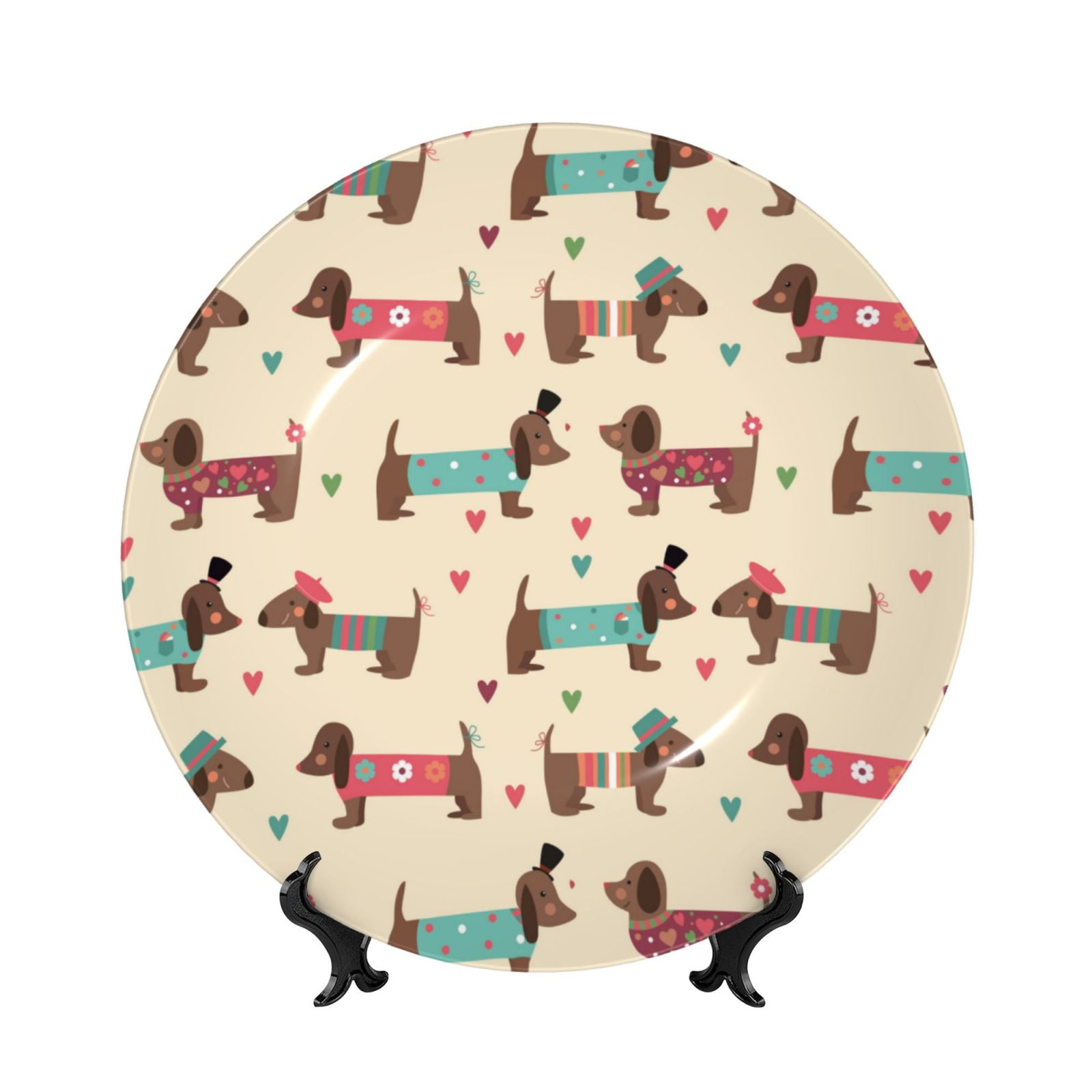 Wukai Dachshund Dog Puppy Print Decorative Plate for Display,Bone China ...
