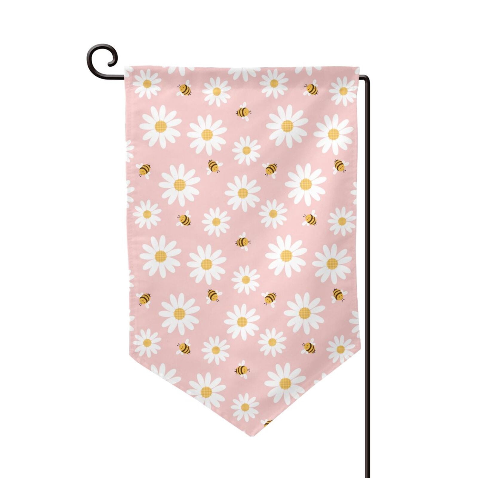 Wukai Daisy And Bee Print Garden Flag 12.5x18 Inch Double Sided Sun ...