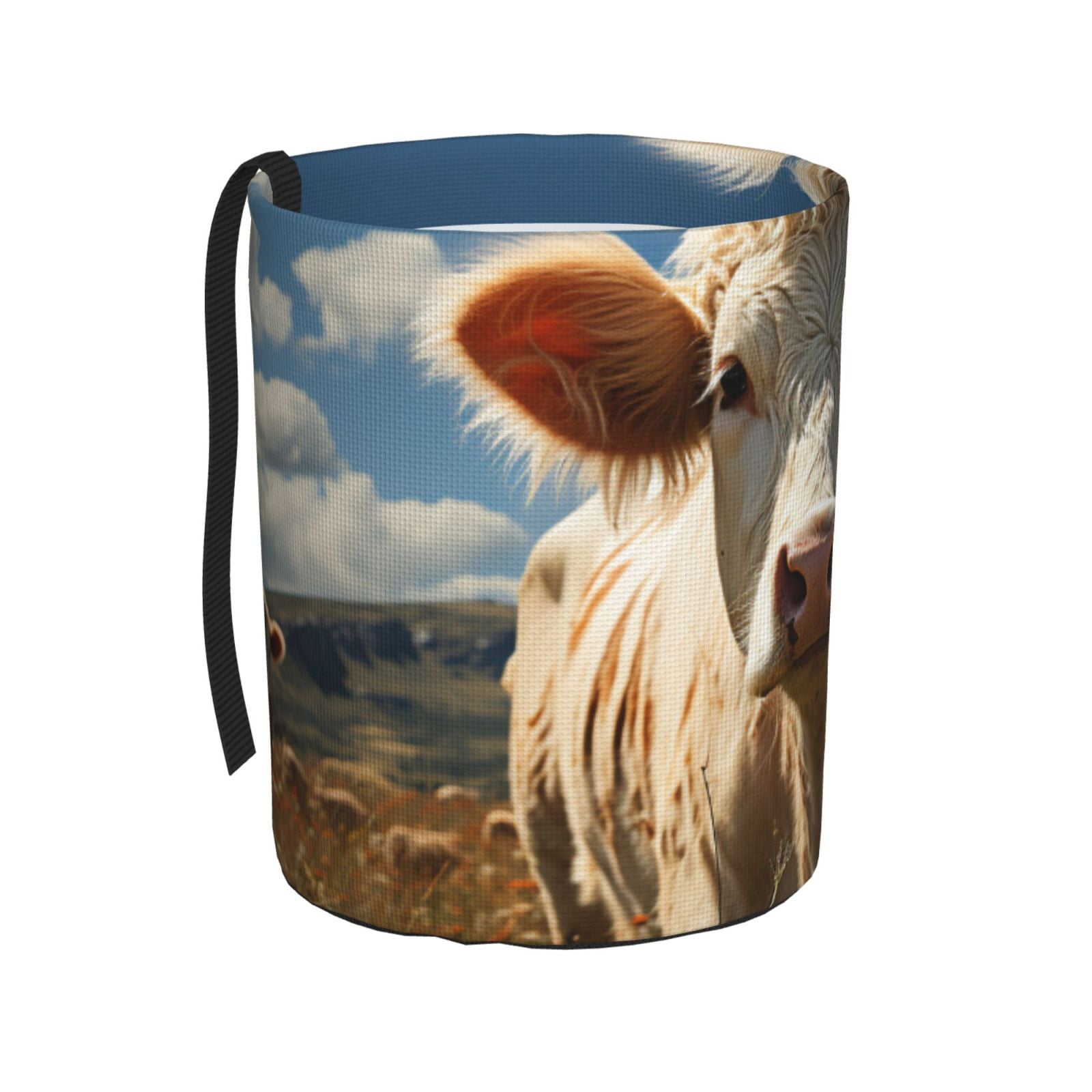 Wukai Daisy Meadow Cow Print Car Trash Can - Easy to Clean Hanging ...