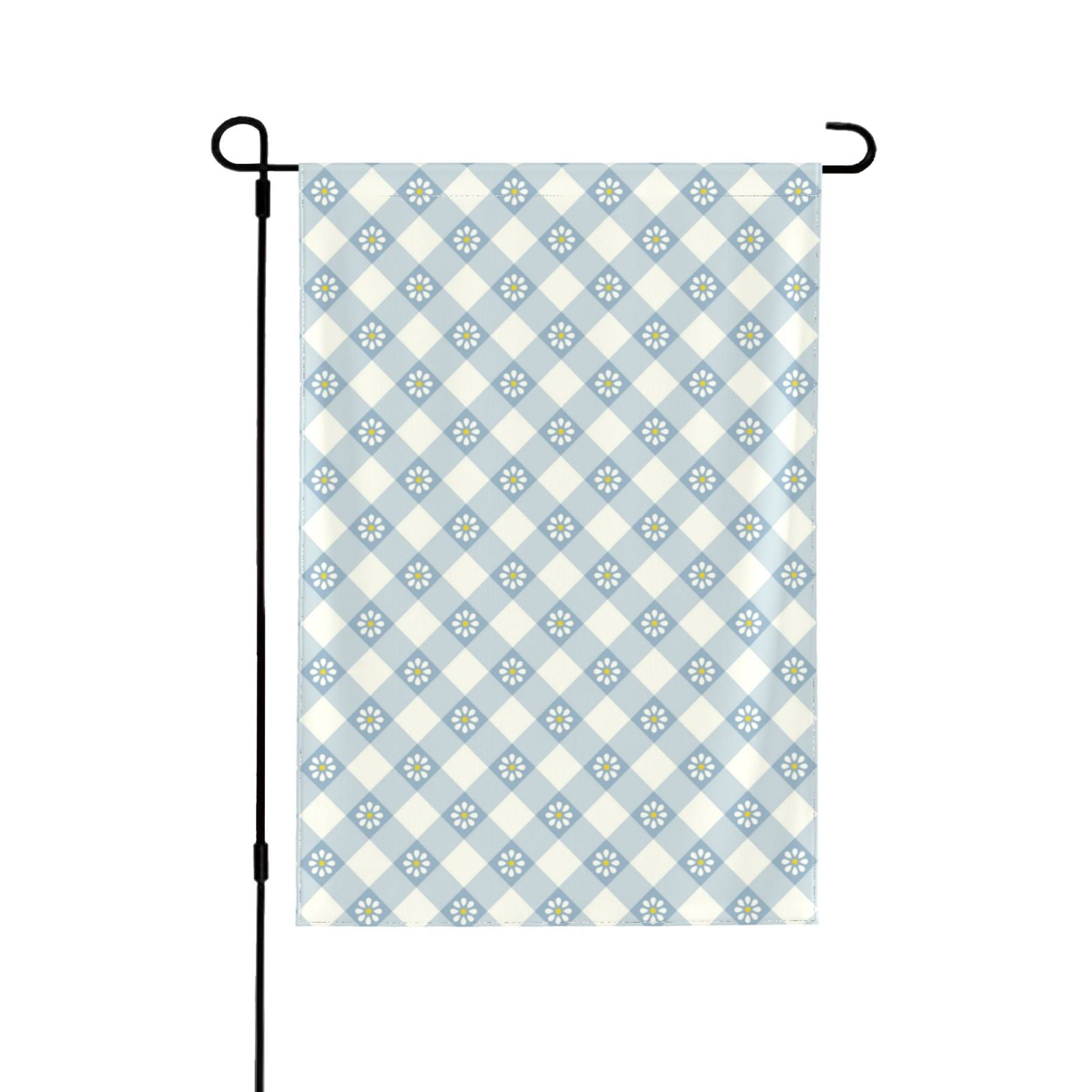 Wukai Daisy Plaid Blue Garden Flags Double Sided Welcome Garden Yard ...