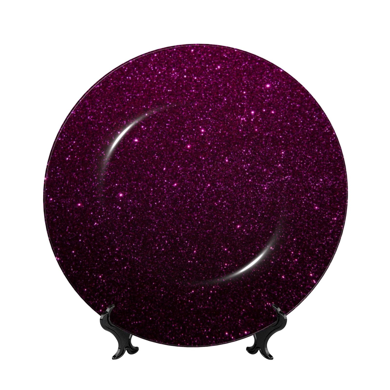 Wukai Dark Purple Glitter Print Decorative Plate for Display,Bone China ...