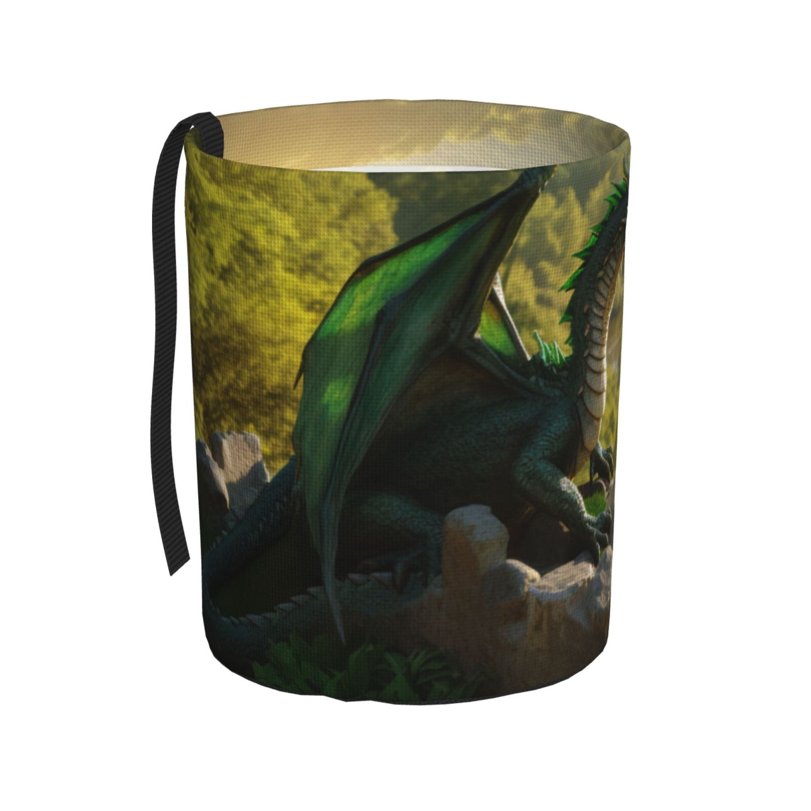 Wukai Deep Forest Stone Green Dragon Print Car Trash Can - Easy to ...