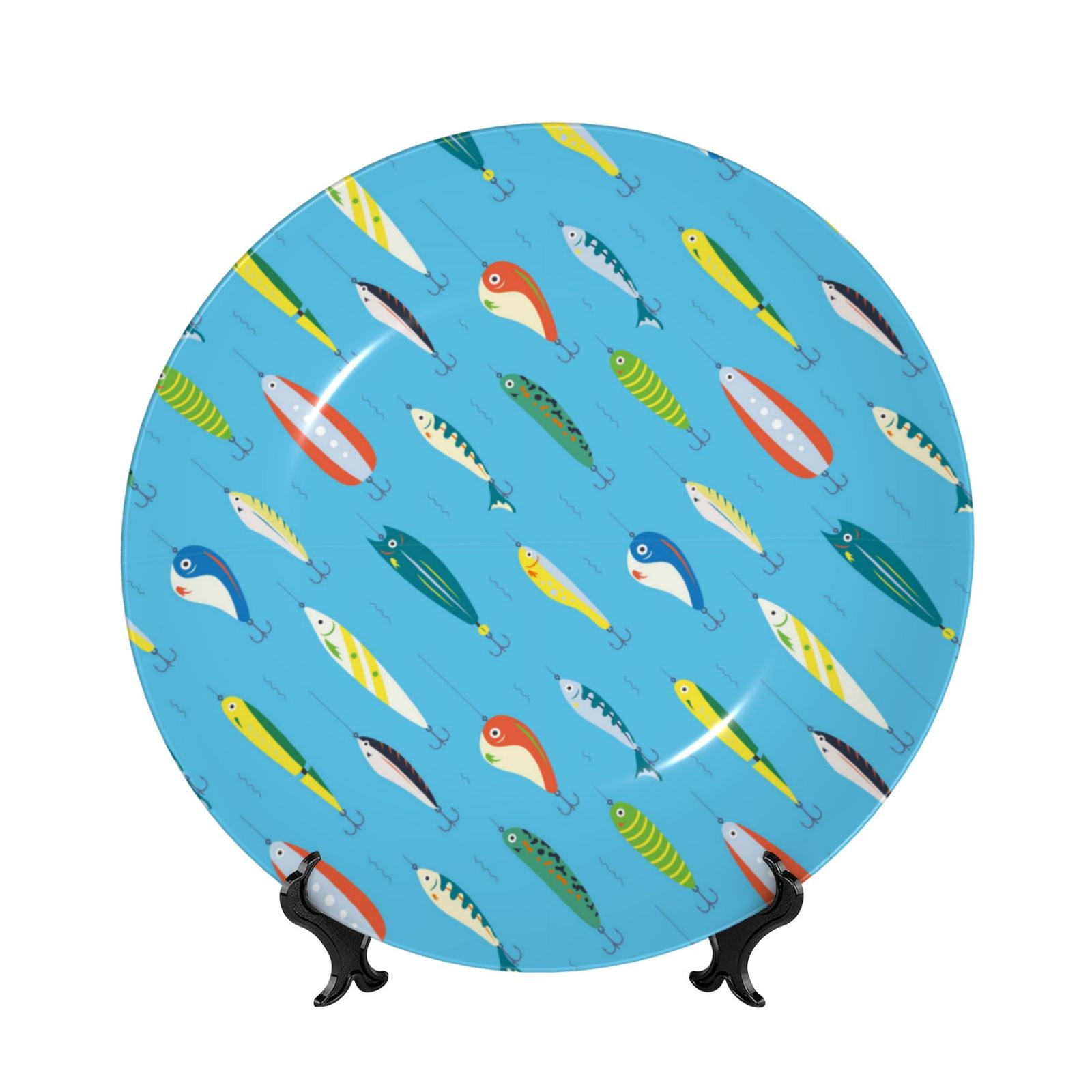 Wukai Different Color Fishing Bait Print Decorative Plate for Display ...