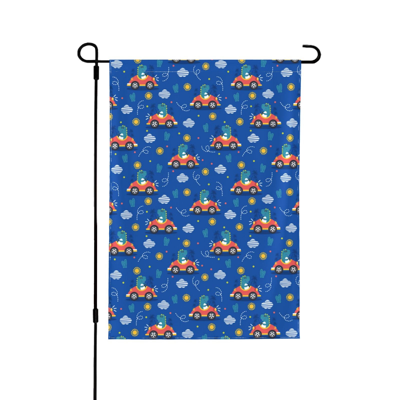 Wukai Dinosaur Driving Garden Flags Double Sided Welcome Garden Yard ...