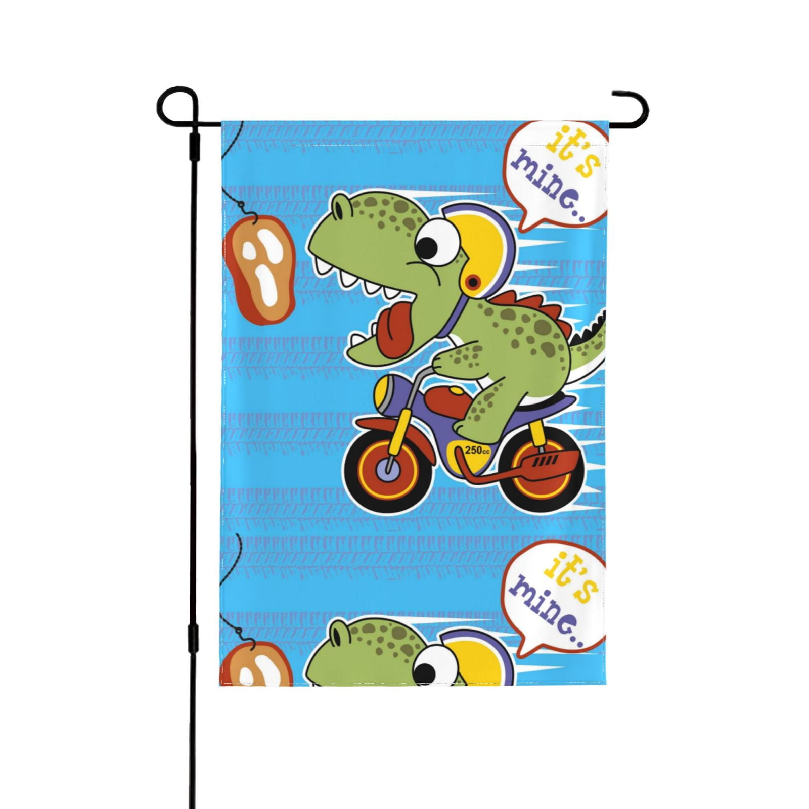 Wukai Dinosaur Riding a Motorcycle Garden Flags Double Sided Welcome ...