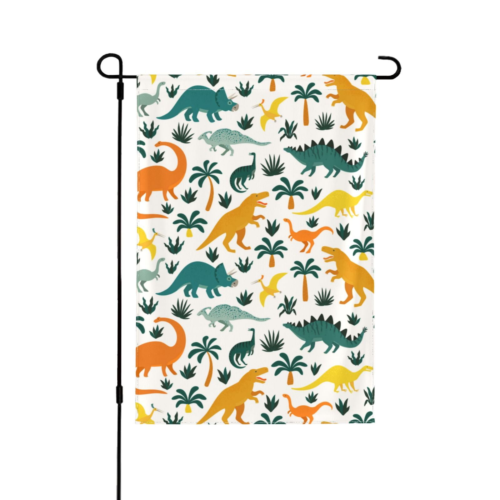 Wukai Dinosaurs and Tropical Leaves Garden Flags Double Sided Welcome Garden Yard House Flags ...