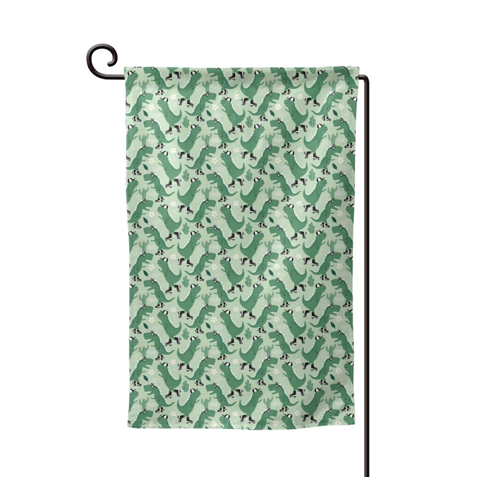 Wukai Dinosaurs on Roller Skater Print Garden Flag 12.5x18 Inch Double ...