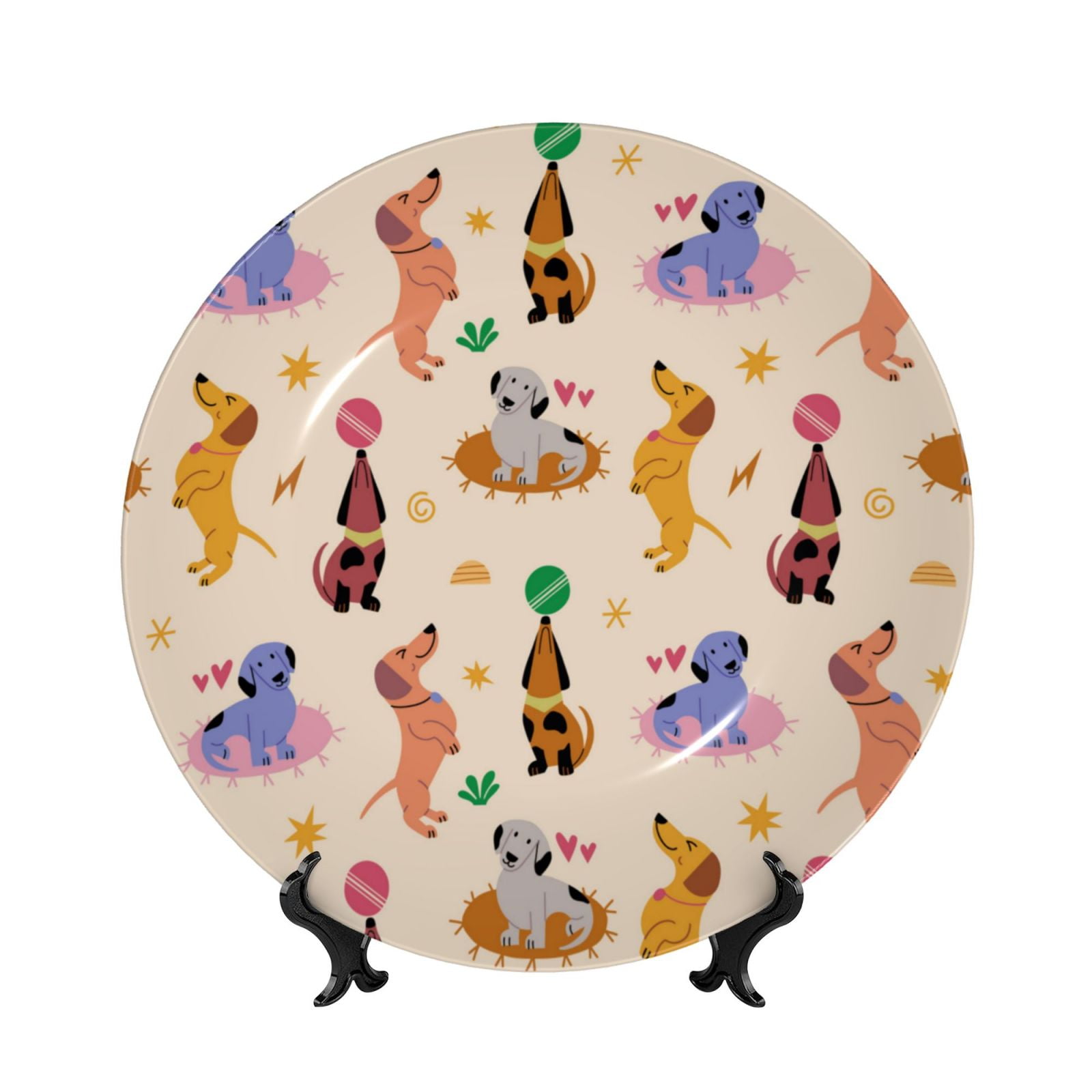 Wukai Dogs In Different Poses Print Decorative Plate for Display,Bone ...