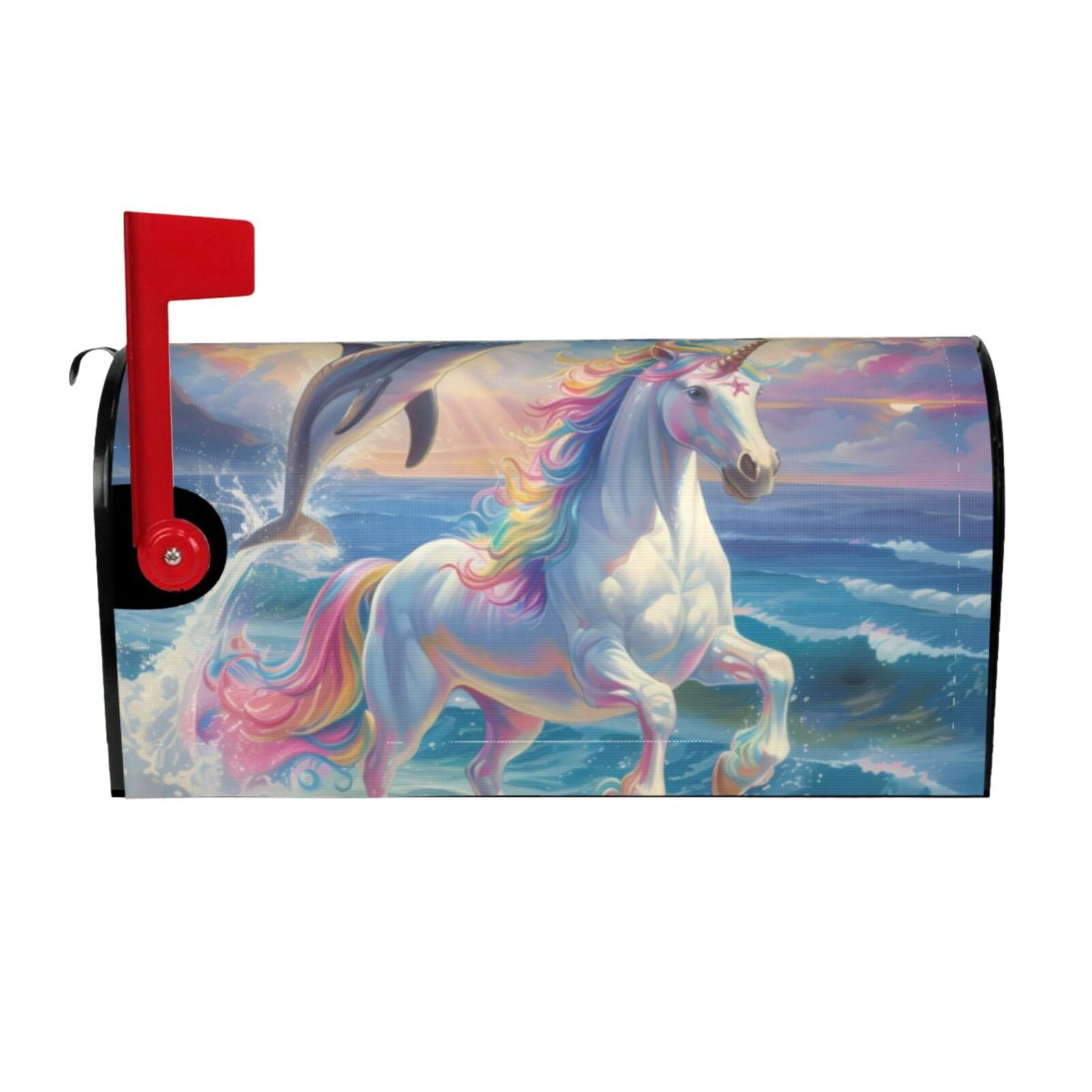 Wukai Dolphin Rainbow Horse Mailbox Covers for Garden Outdoor Decor ...