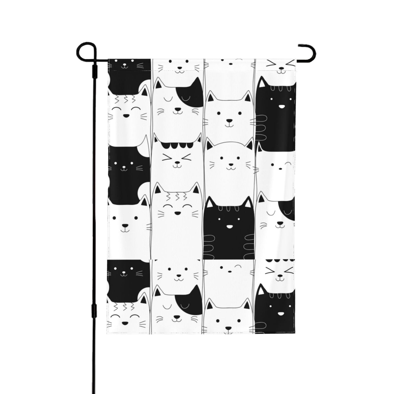 Wukai Doodle Cute Cat Garden Flags Double Sided Welcome Garden Yard ...