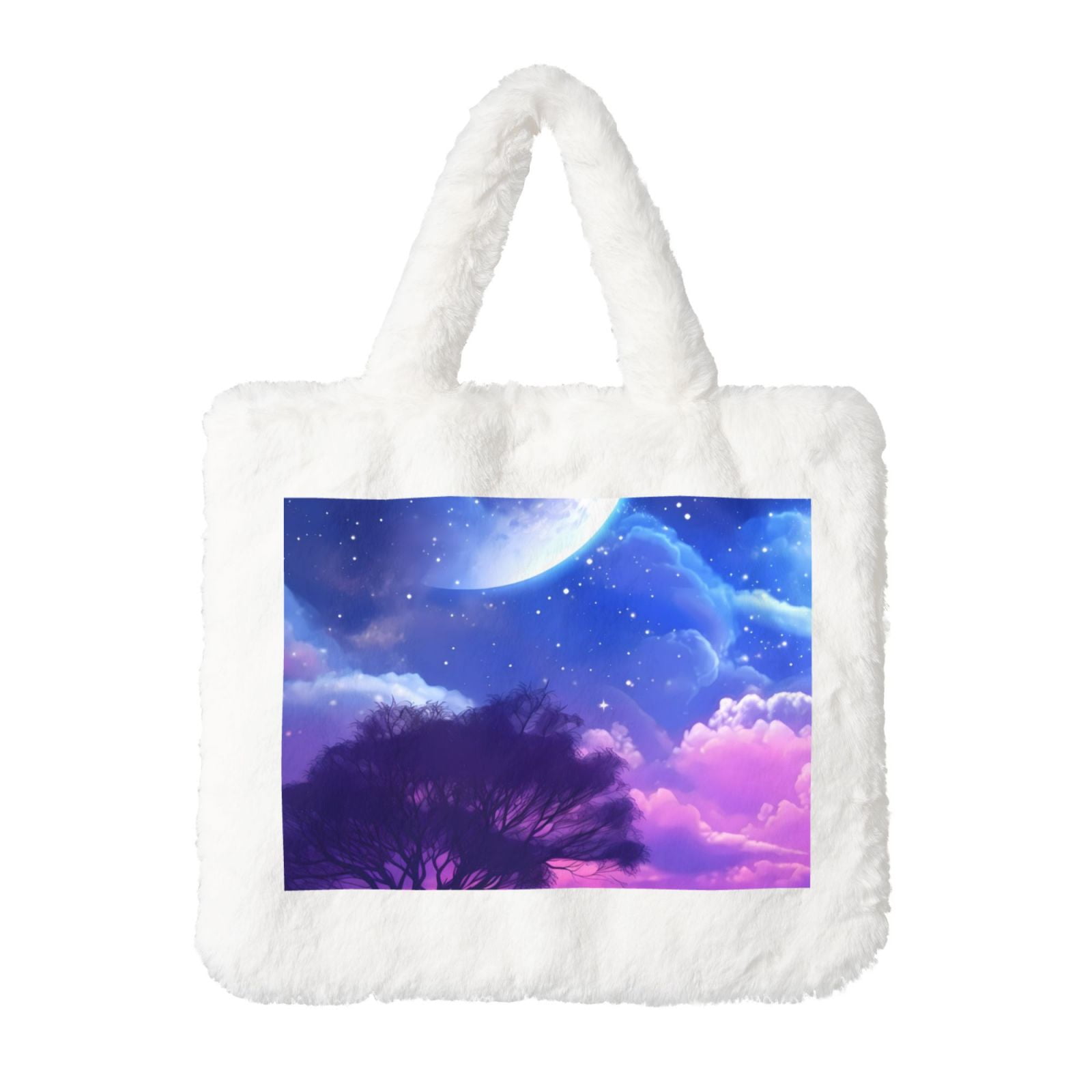 Wukai Dreamy Colorful Starry Sky Print Plush Underarm Bag, Ladies ...