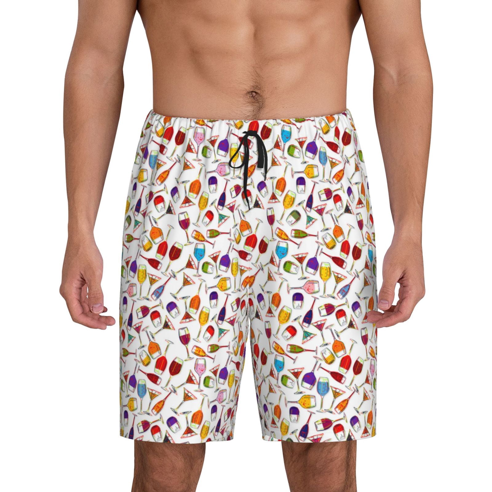 Wukai Drink And Cocktail Glasses Men’s Short Pajama Pants With Pockets ...